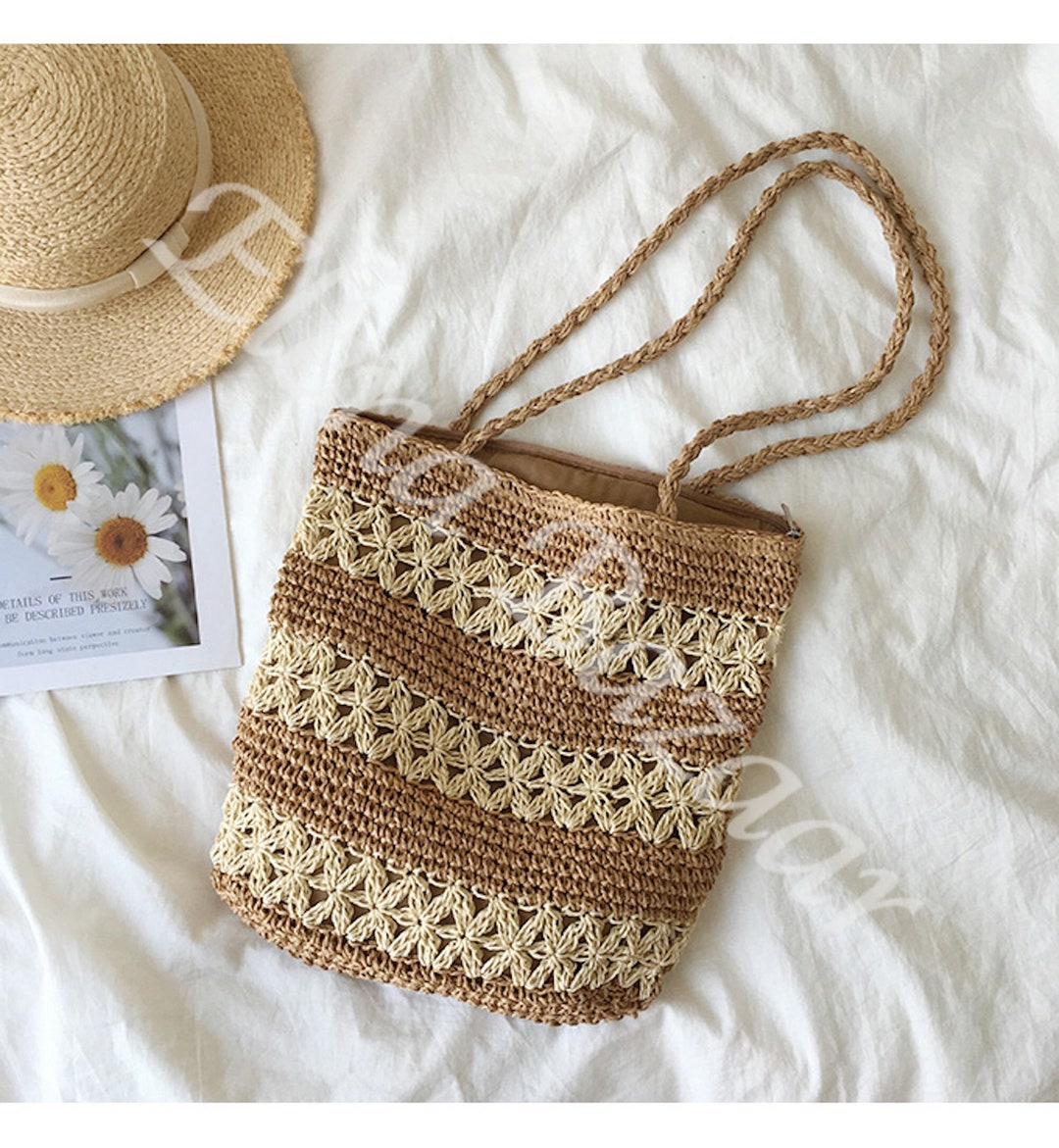 Women's Straw Weave Tote Bag, Hand Woven, Fashion Casual Bag, Gift for ...
