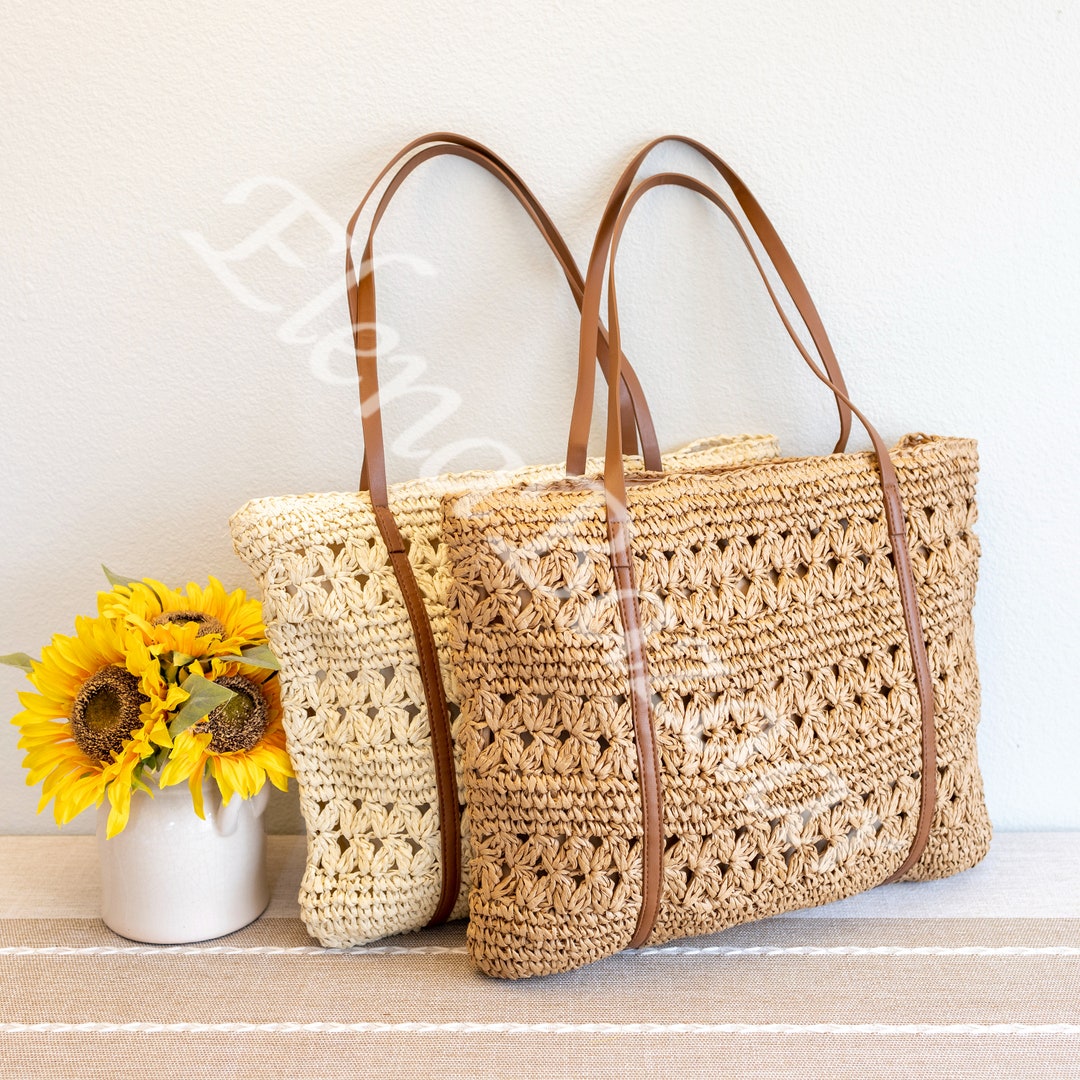 Women's Large Straw Weave Tote Bag, Large Woven Beach Bag, Large Beach ...