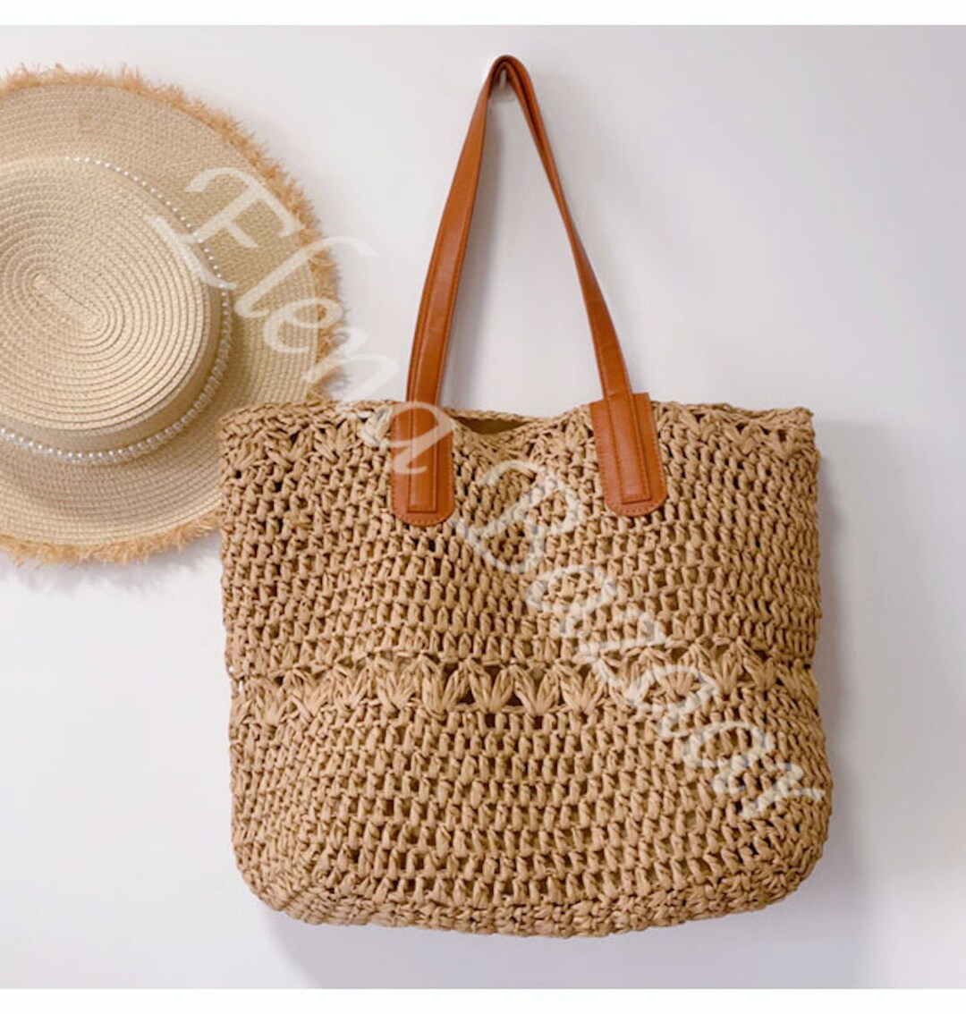 Women's Straw Weave Tote Bag, Hand Woven, Fashion Casual Bag, Gift for ...