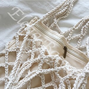 Crochet Cotton Knitted Top Handle Bag With Fishnet Design, Hand Woven ...