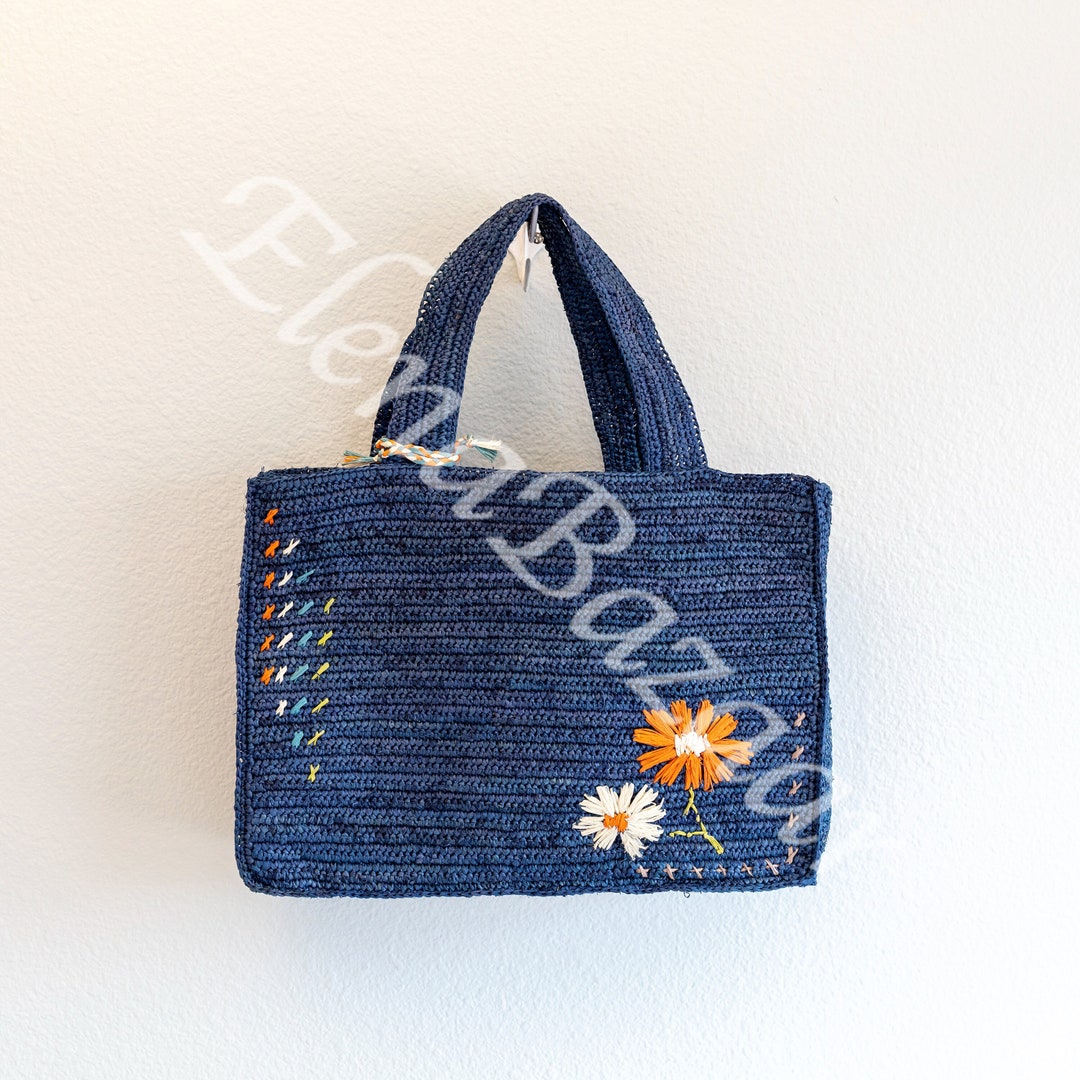 Women's Raffia Straw Top Handle Bag, Woven Raffia Top Handle Beach Bag ...