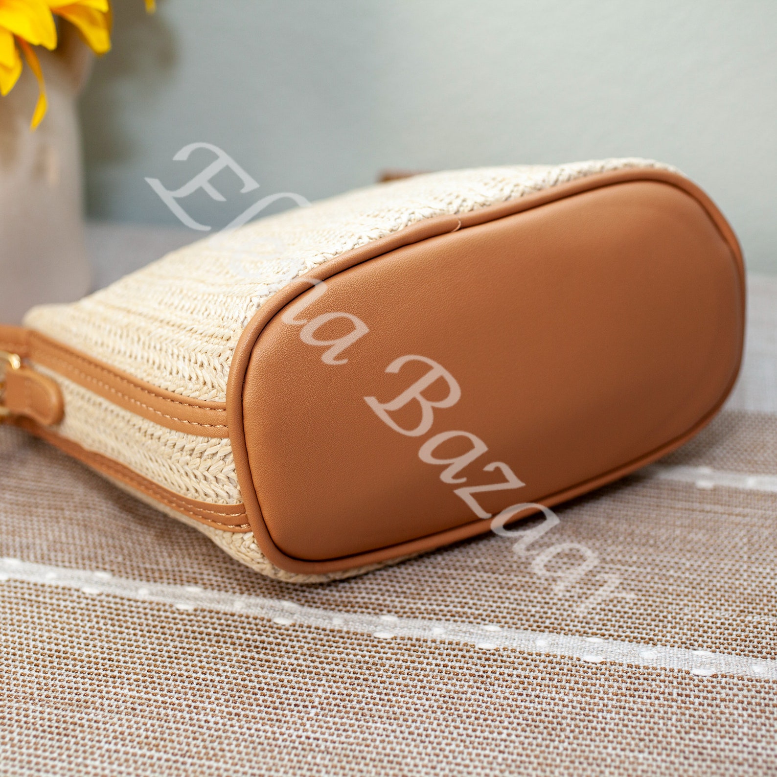 Women's Straw Crossbody Bag With Leather Accent Fashion - Etsy