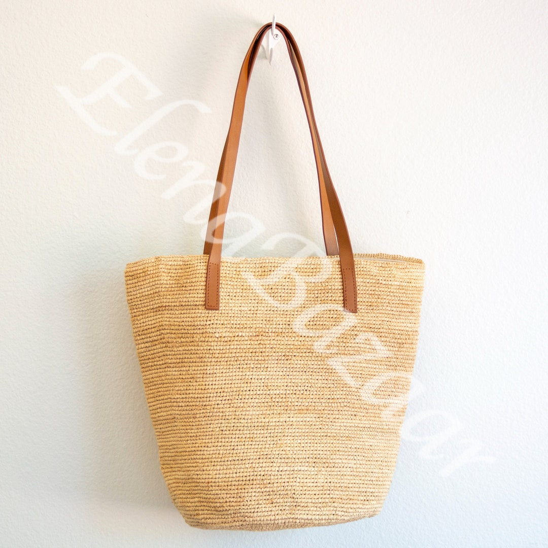 Women's Raffia Straw Weave Tote Bag, Woven Raffia Beach Bag, Fashion ...