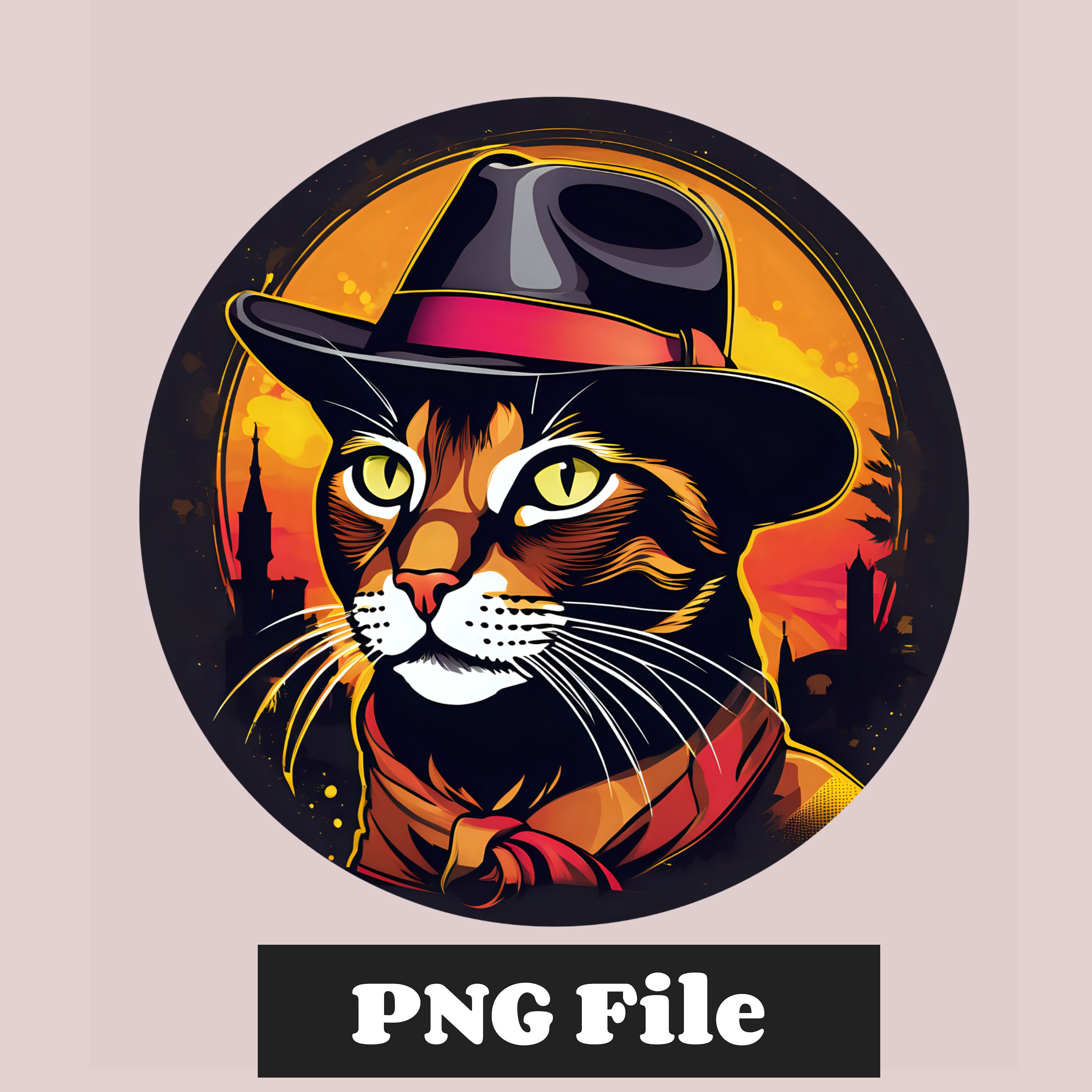 Cat Wearing a Fedora Clipart Cat PNG Cat Clipart Kitten - Etsy