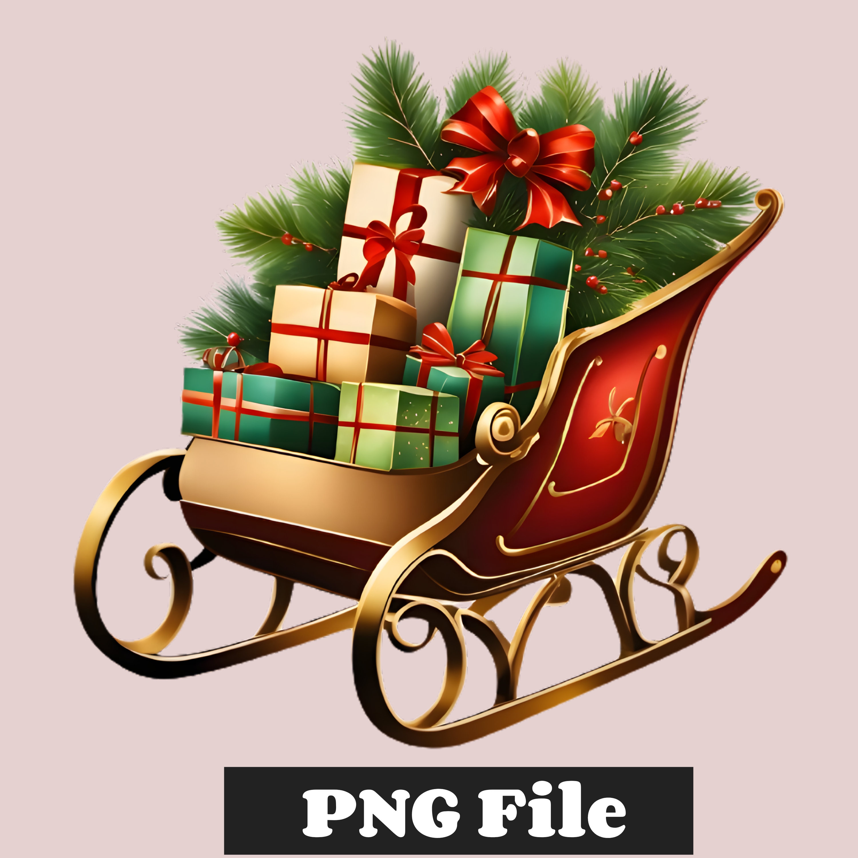 Christmas Sleigh Clipart, Christmas Sleigh PNG, Sleigh Full of Gifts ...