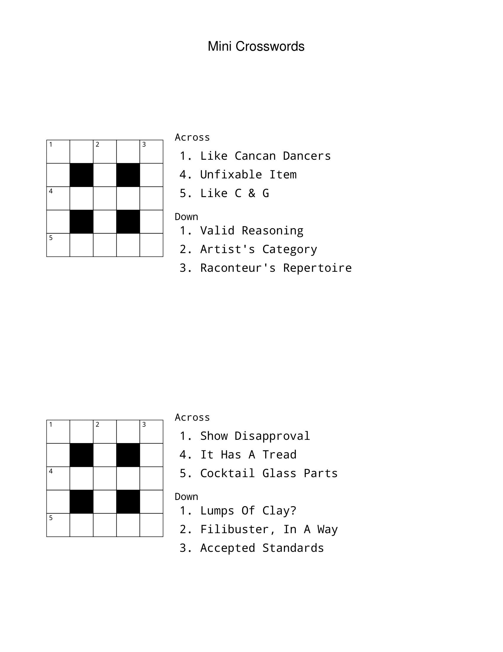 40 Fun 5x5 Mini Crossword Puzzles, Word Games, Mini Puzzle Games ...