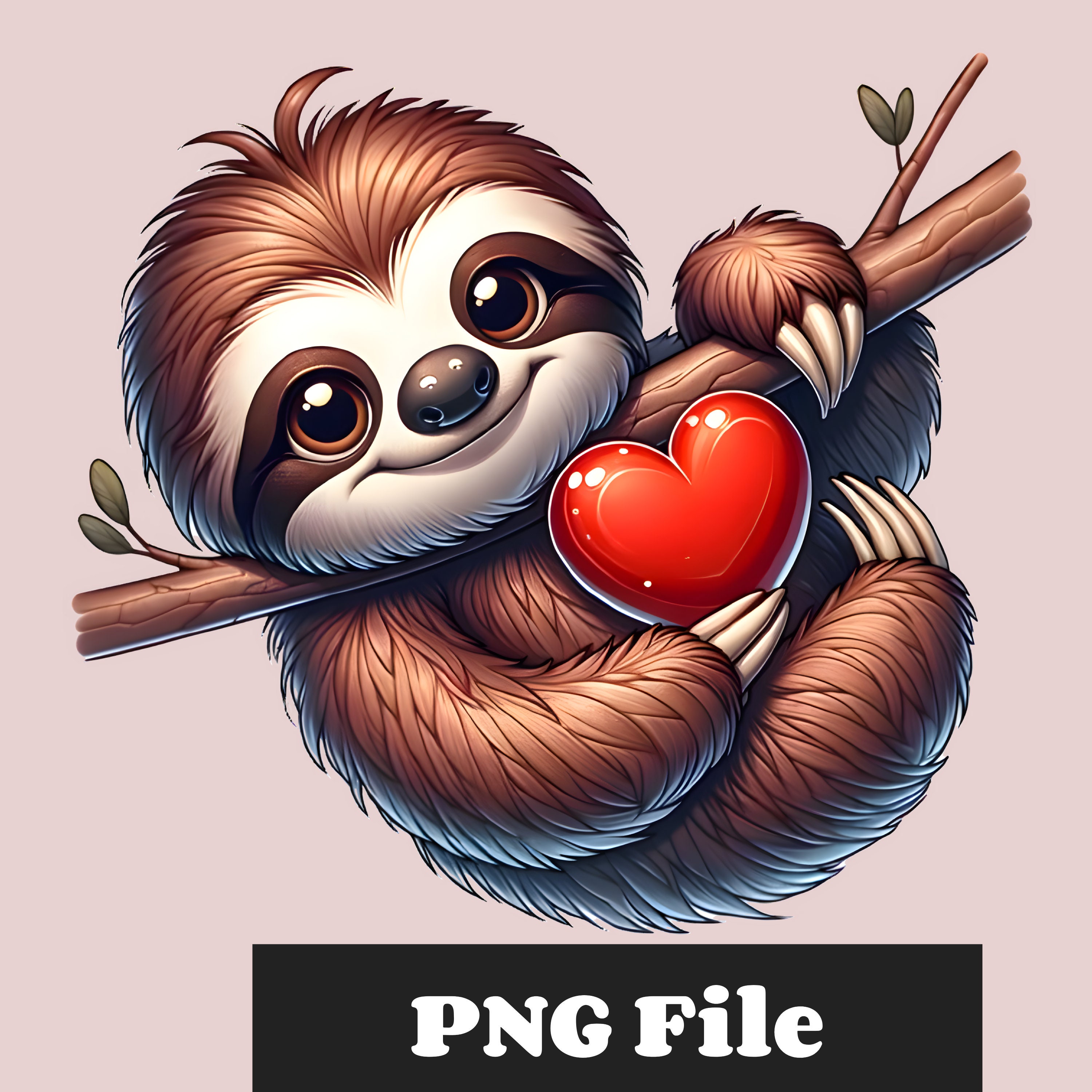Valentine's Day Sloth Clipart, Sloth Clipart, Sloth PNG, Valentine's ...