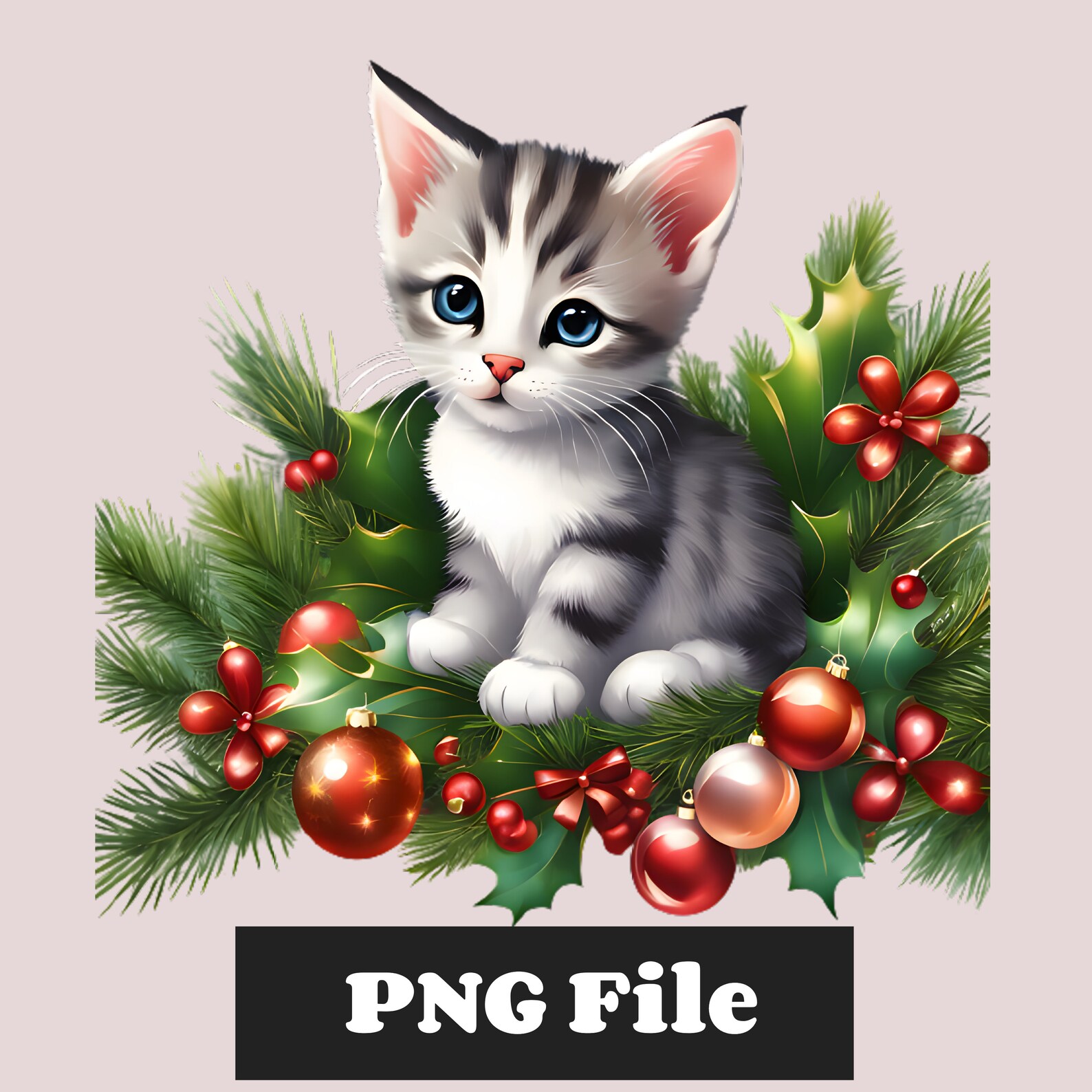 Christmas Kitten Clipart, Cat Clipart, Christmas Clipart, Cat PNG ...