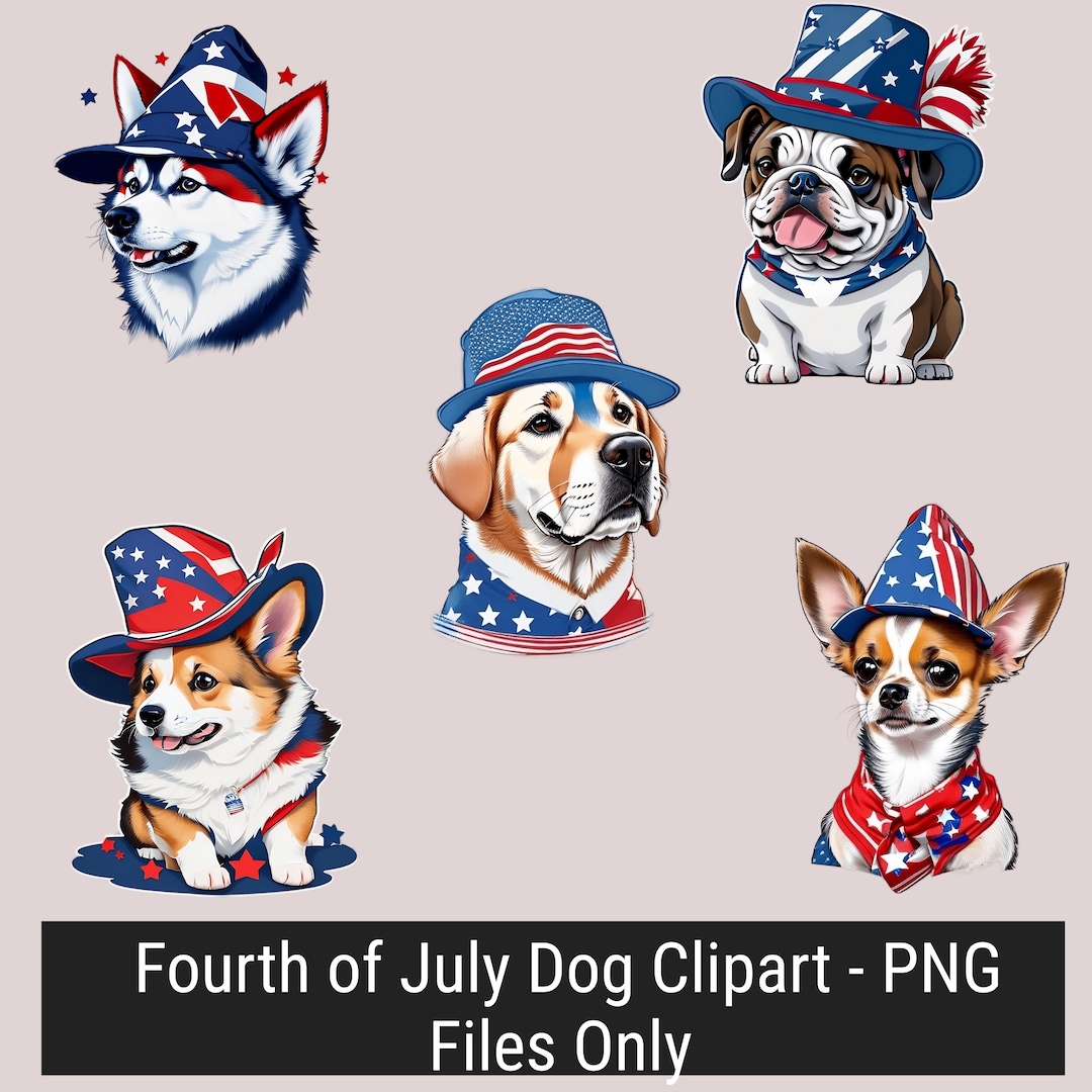 Fourth of July Dog Clipart, 4th of July Dog PNG, Patriotic Clipart ...