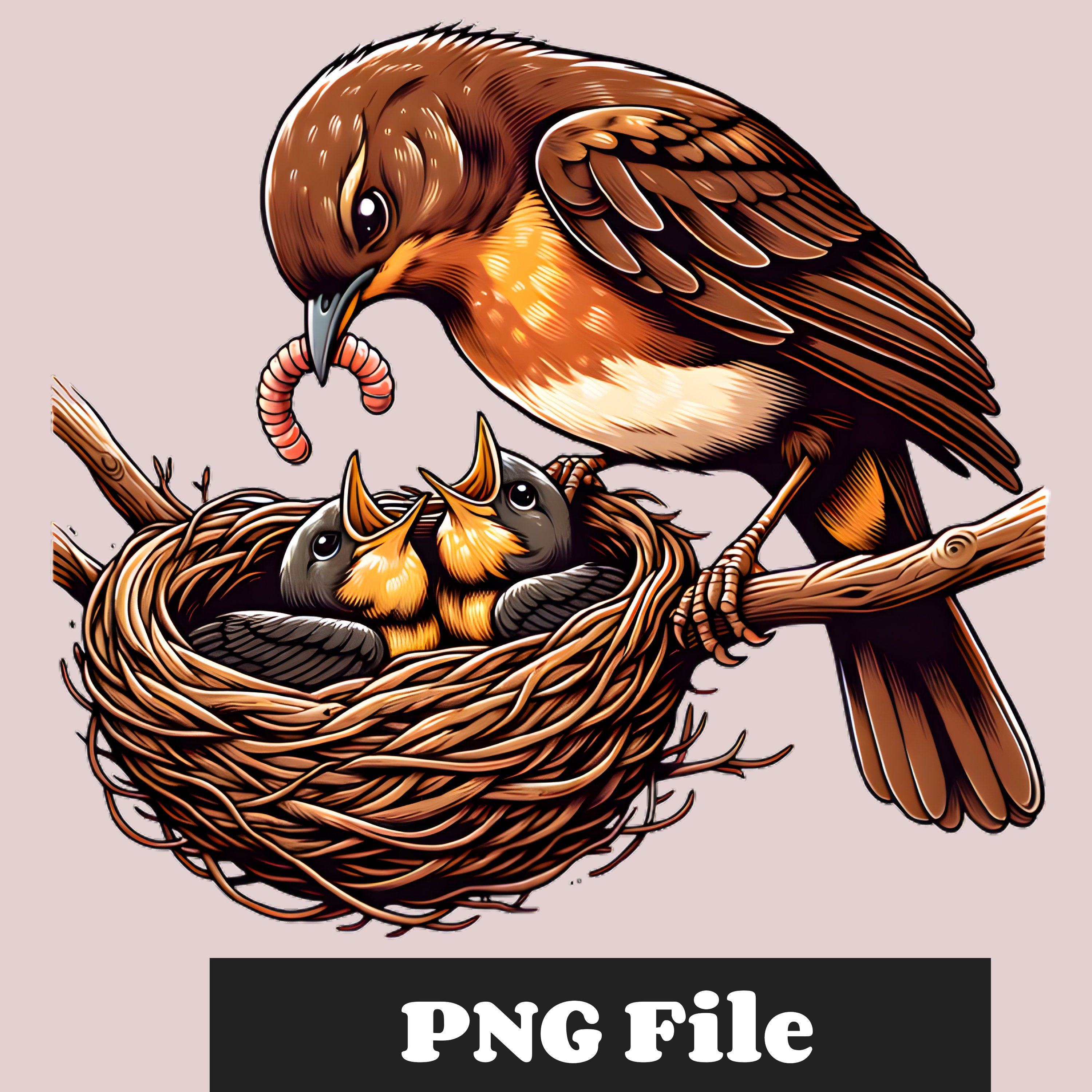 A Bird Feeding Baby Birds Clipart, Bird Clipart, Bird PNG, Mother Bird ...