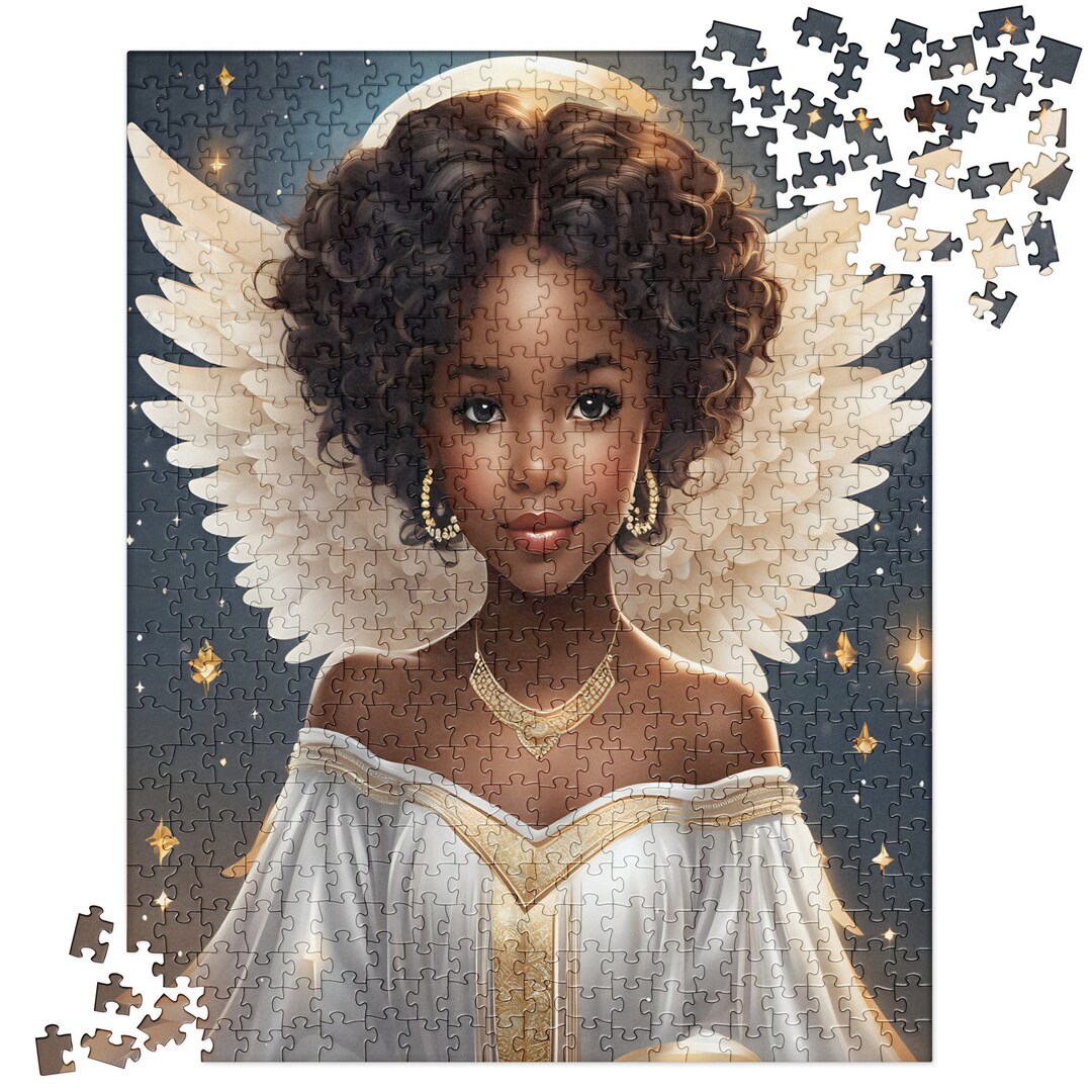 African American Angel Jigsaw Puzzle, Inspirational Art Puzzle, Jigsaw ...