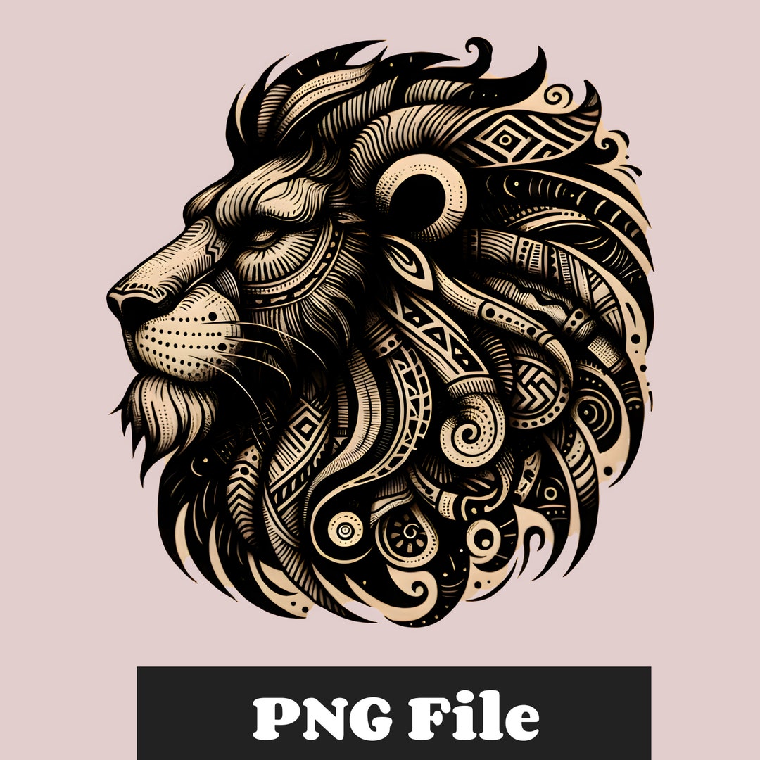 Ink Lion Head Clipart, Lion Head PNG, Lion Sublimination, Digital ...