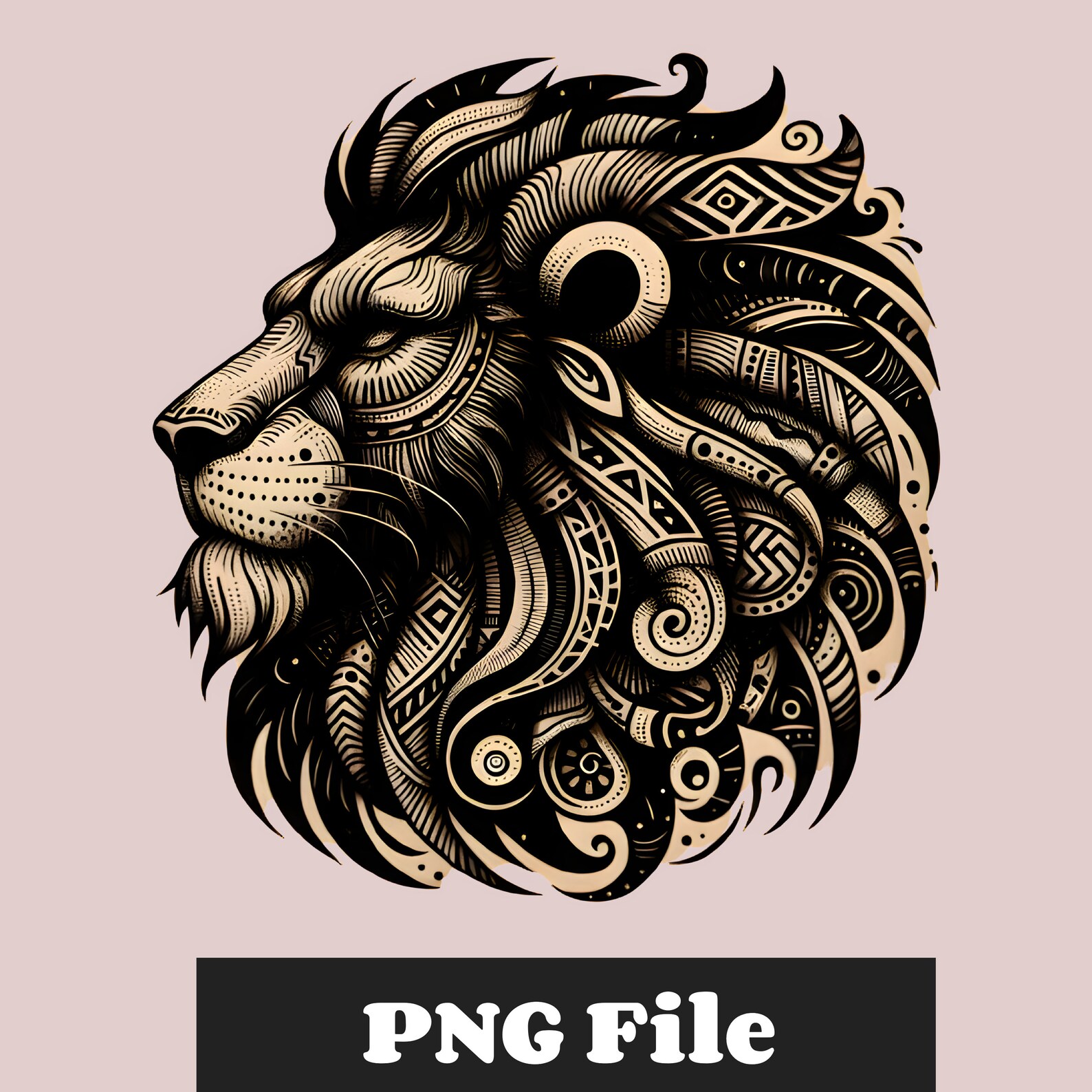 Ink Lion Head Clipart, Lion Head PNG, Lion Sublimination, Digital ...