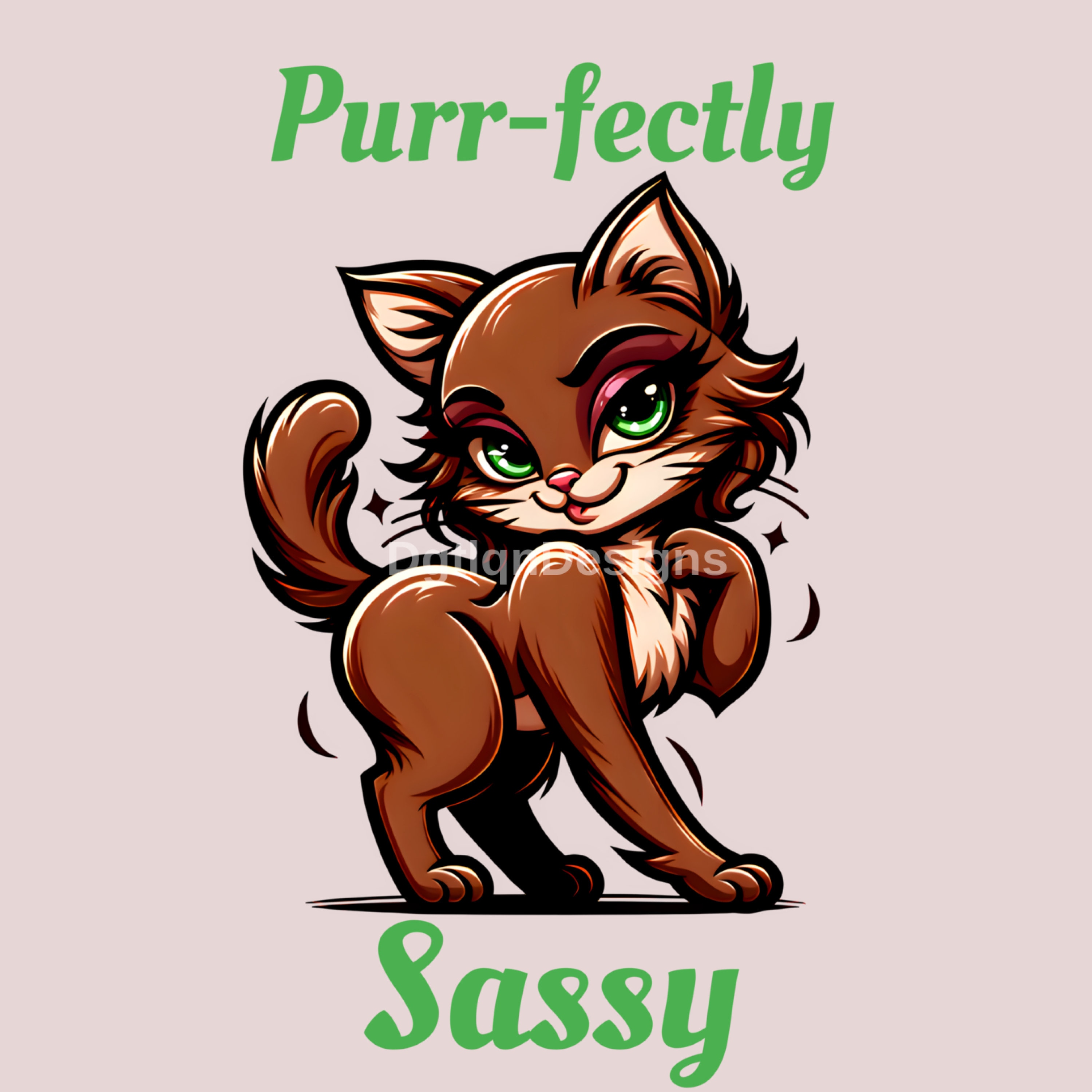 Adorable Sassy Cat Clipart - 'purr-fectly Sassy' - Funny Cat Art - Cat PNG - Cat Sublimination ...