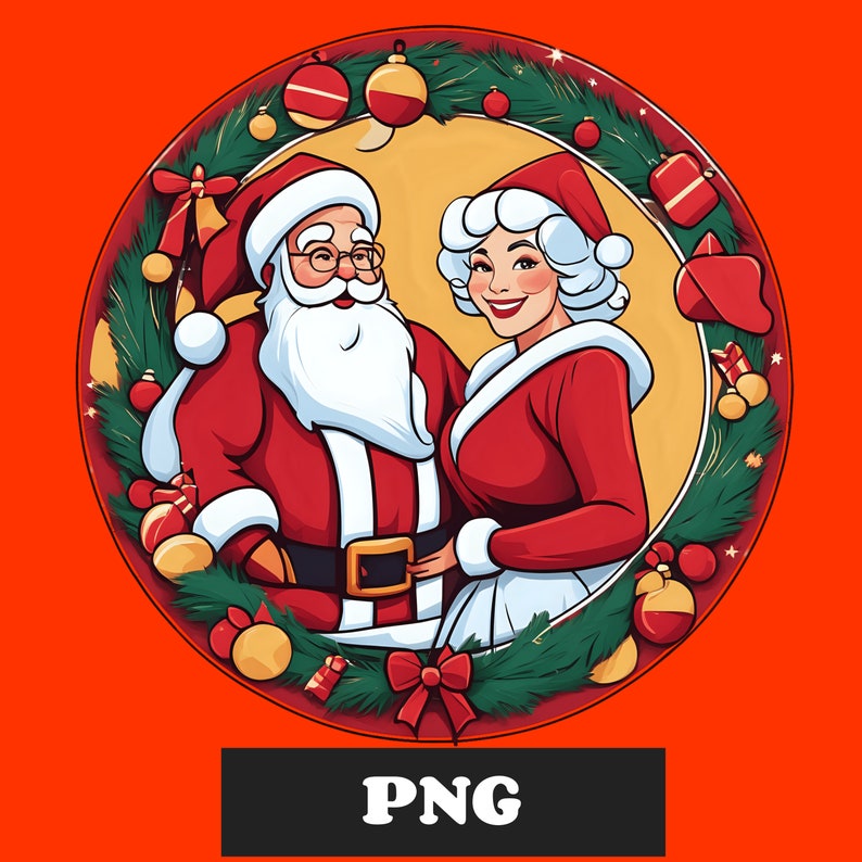 Santa Claus and Mrs. Claus Clipart, Digital Clipart, PNG Santa Claus ...