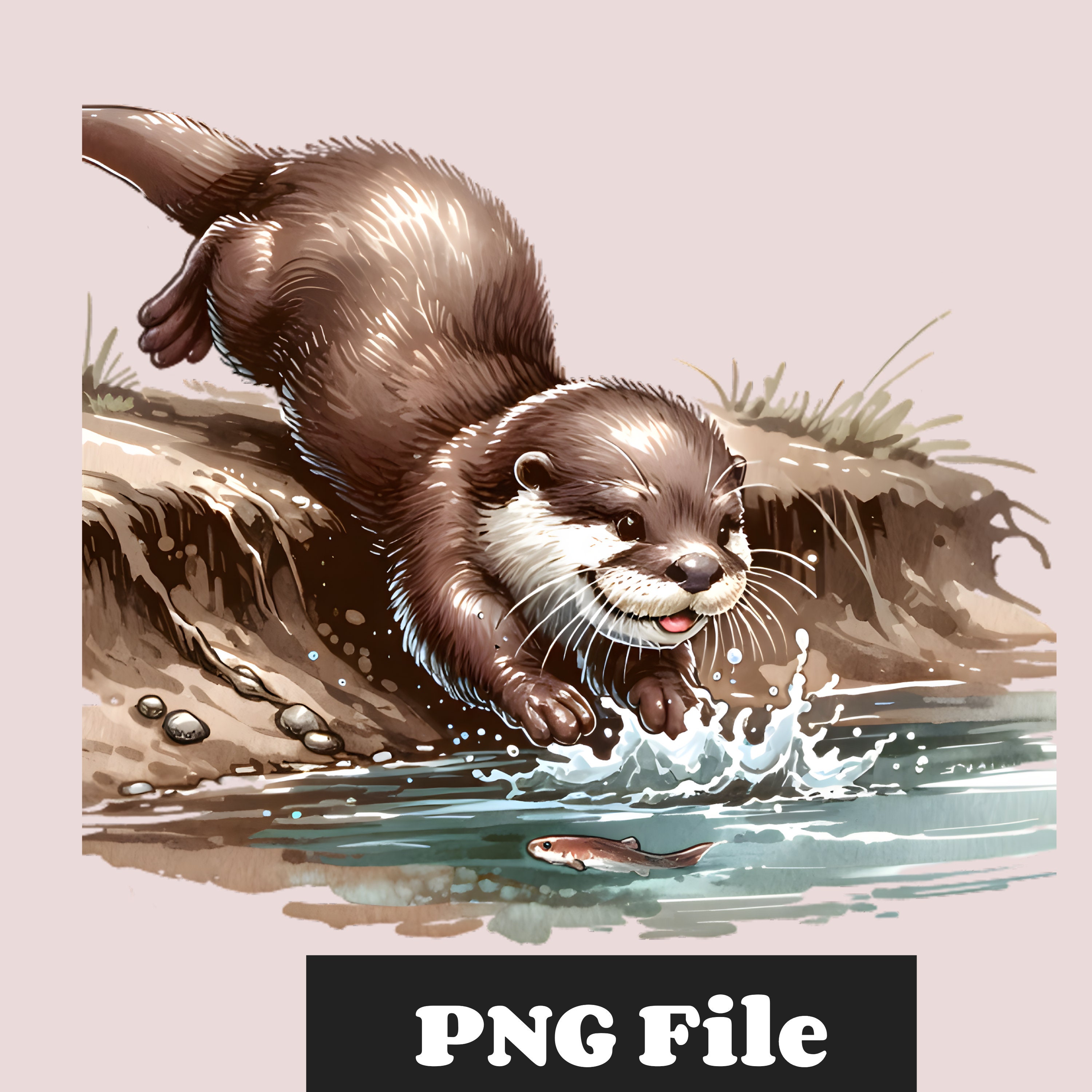 Playful Otter Clipart, Otter PNG, Otter Sublimation, Printable Animal ...