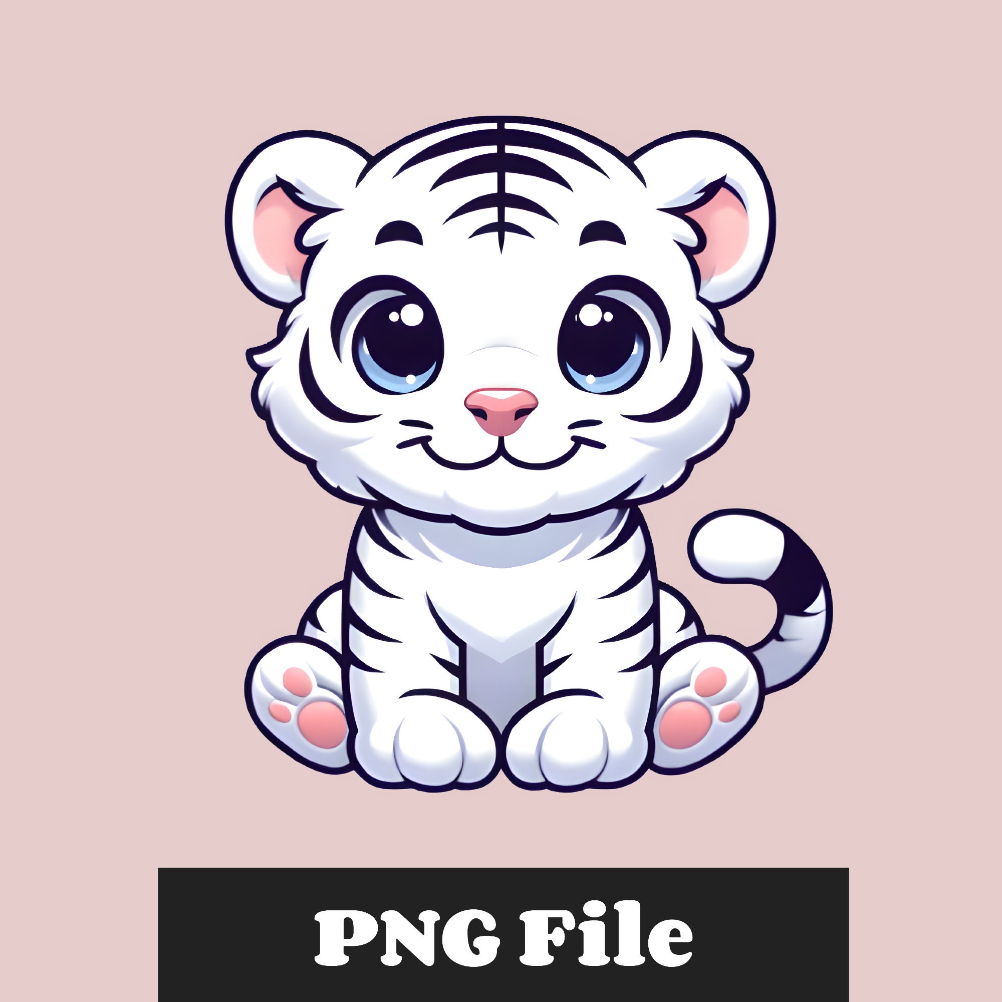 White Tiger Cub Clipart, Cute Baby Tiger Illustration, White Tiger PNG ...