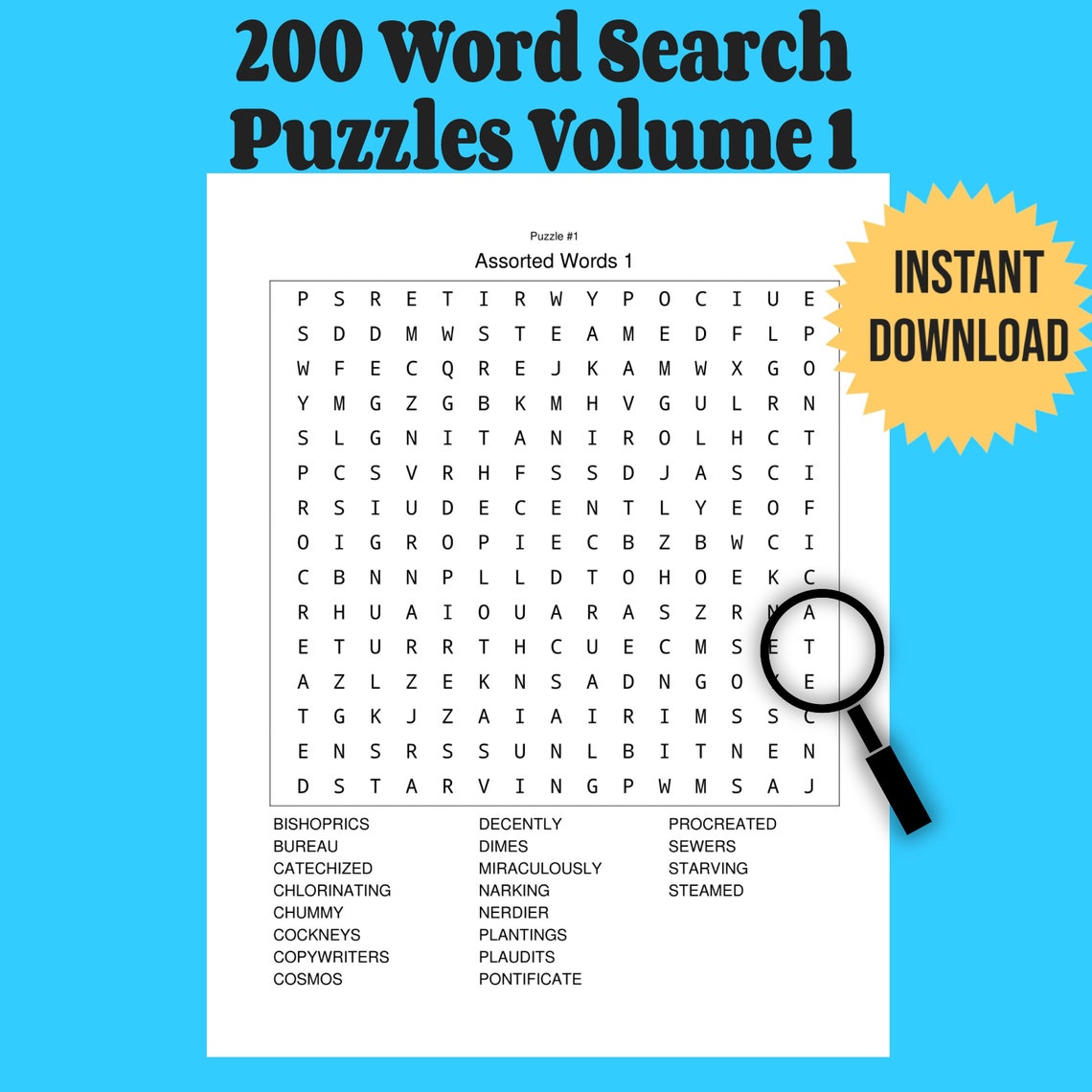Word Search Puzzle Volume 1 200 Printable Puzzle Pages - Etsy