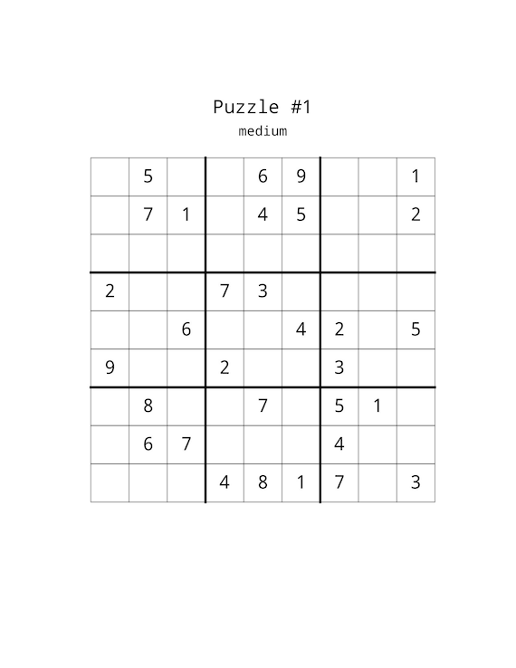 Sudoku Printable Medium