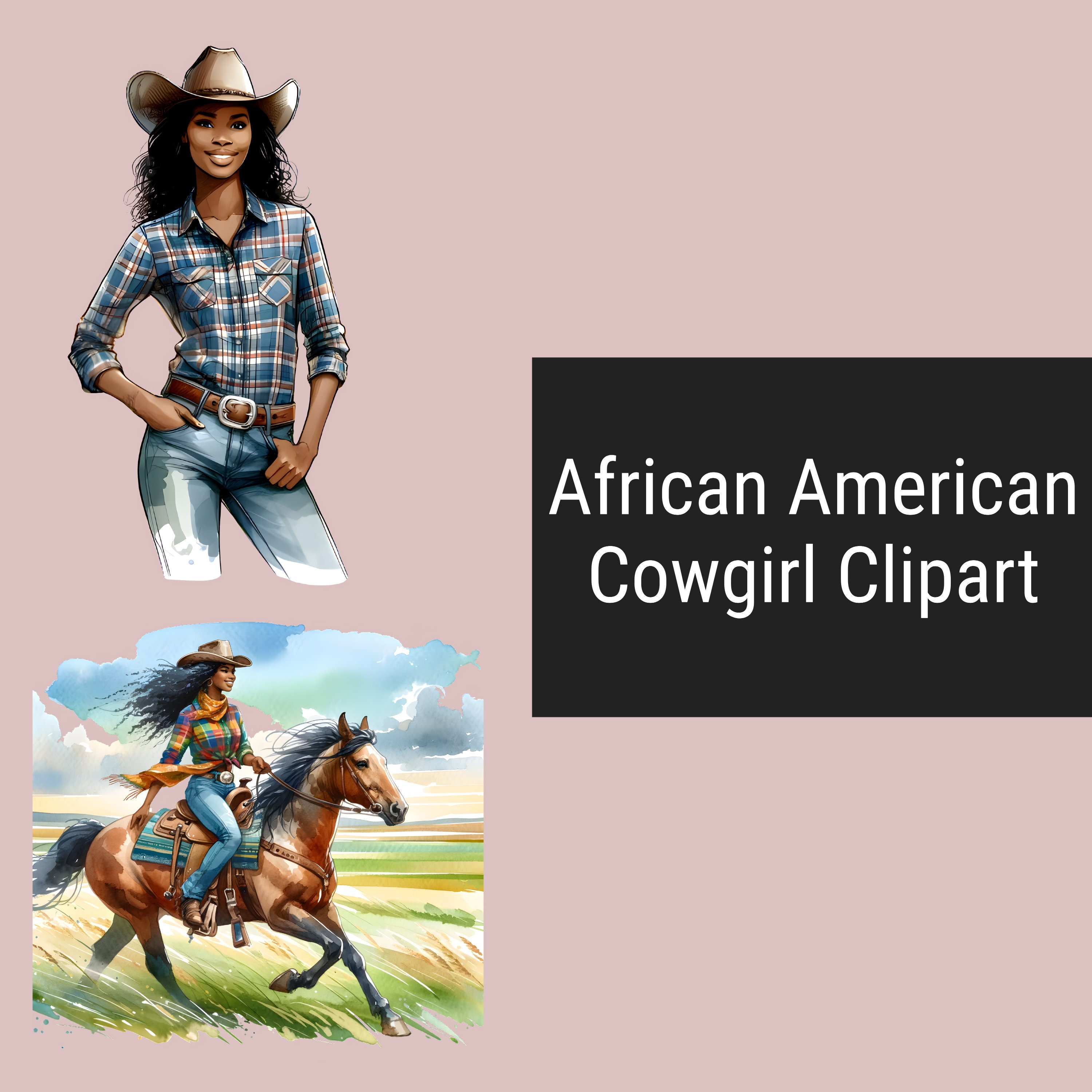 African American Cowgirl Clipart, African American Cowgirl PNG, Cowgirl ...