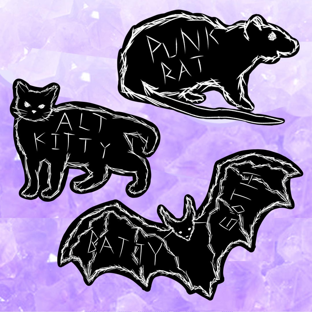 Cute Alternative Punk Gothic Animal Stickers - Etsy