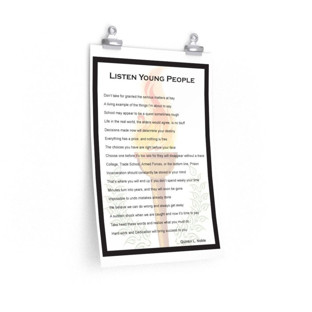 Listen Young People Poem Motivational Poetry by Qlnoble - Etsy