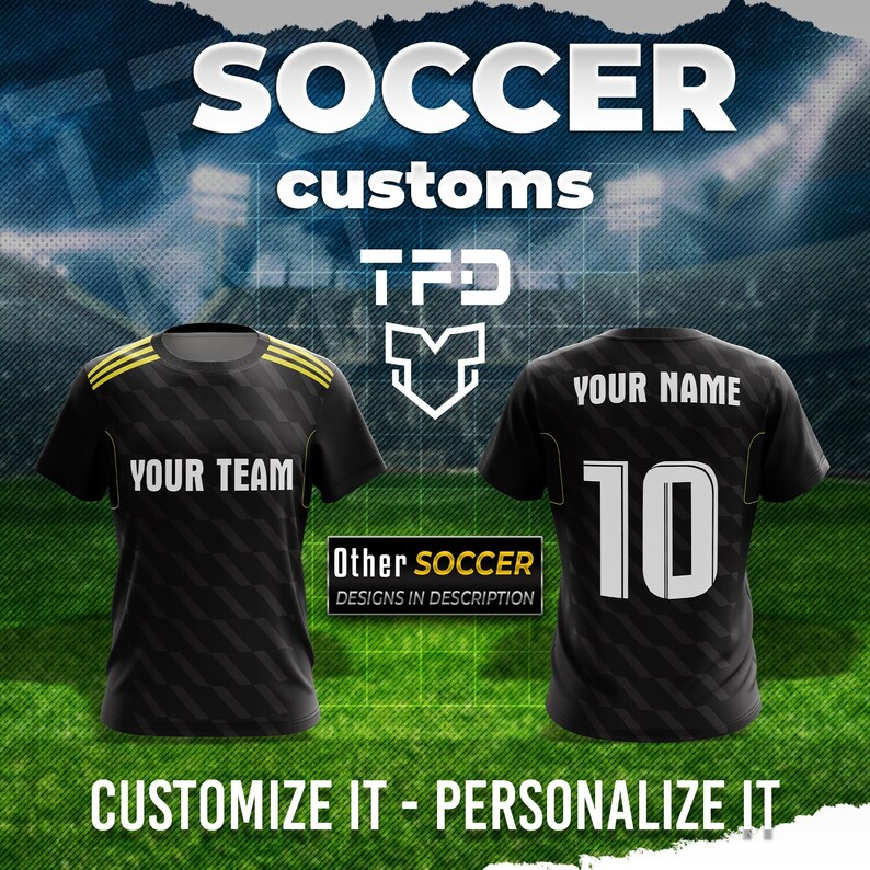 Custom Black Soccer Jersey | Custom Team Name and Number | Soccer ...