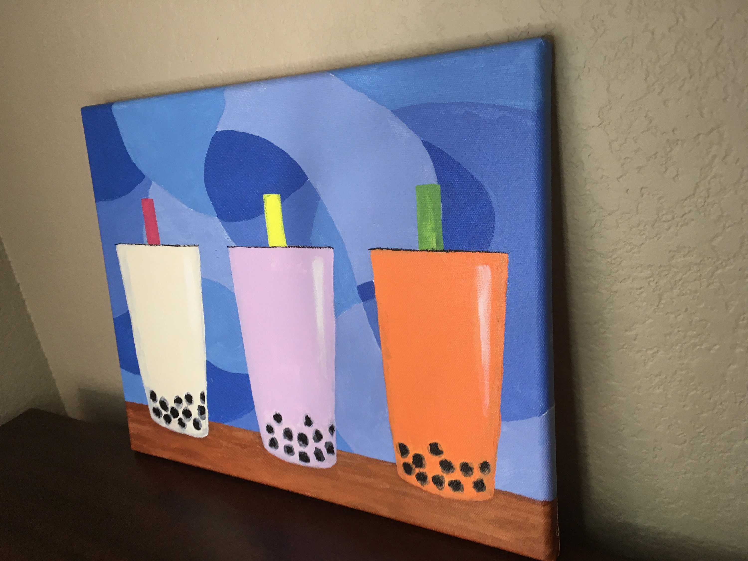 Boba Tea Modern Wall Art Canvas Painting - Etsy