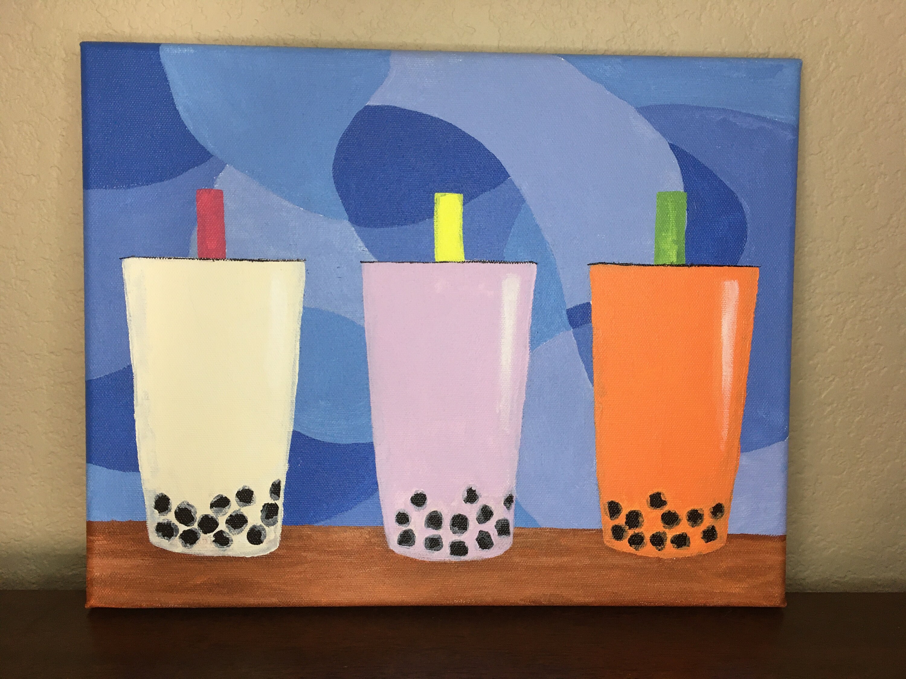 Boba Tea Modern Wall Art Canvas Painting - Etsy