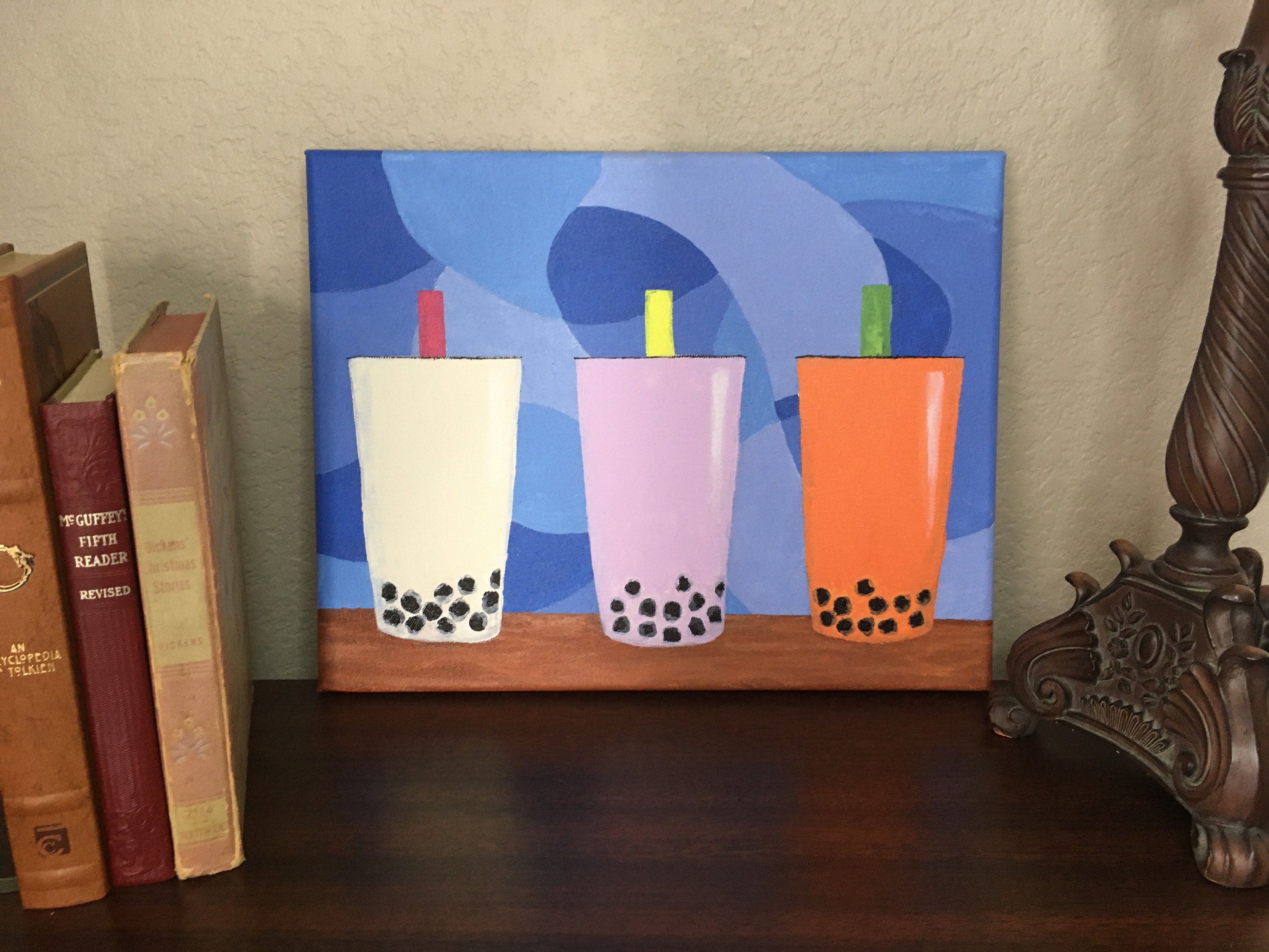 Boba Tea Modern Wall Art Canvas Painting - Etsy