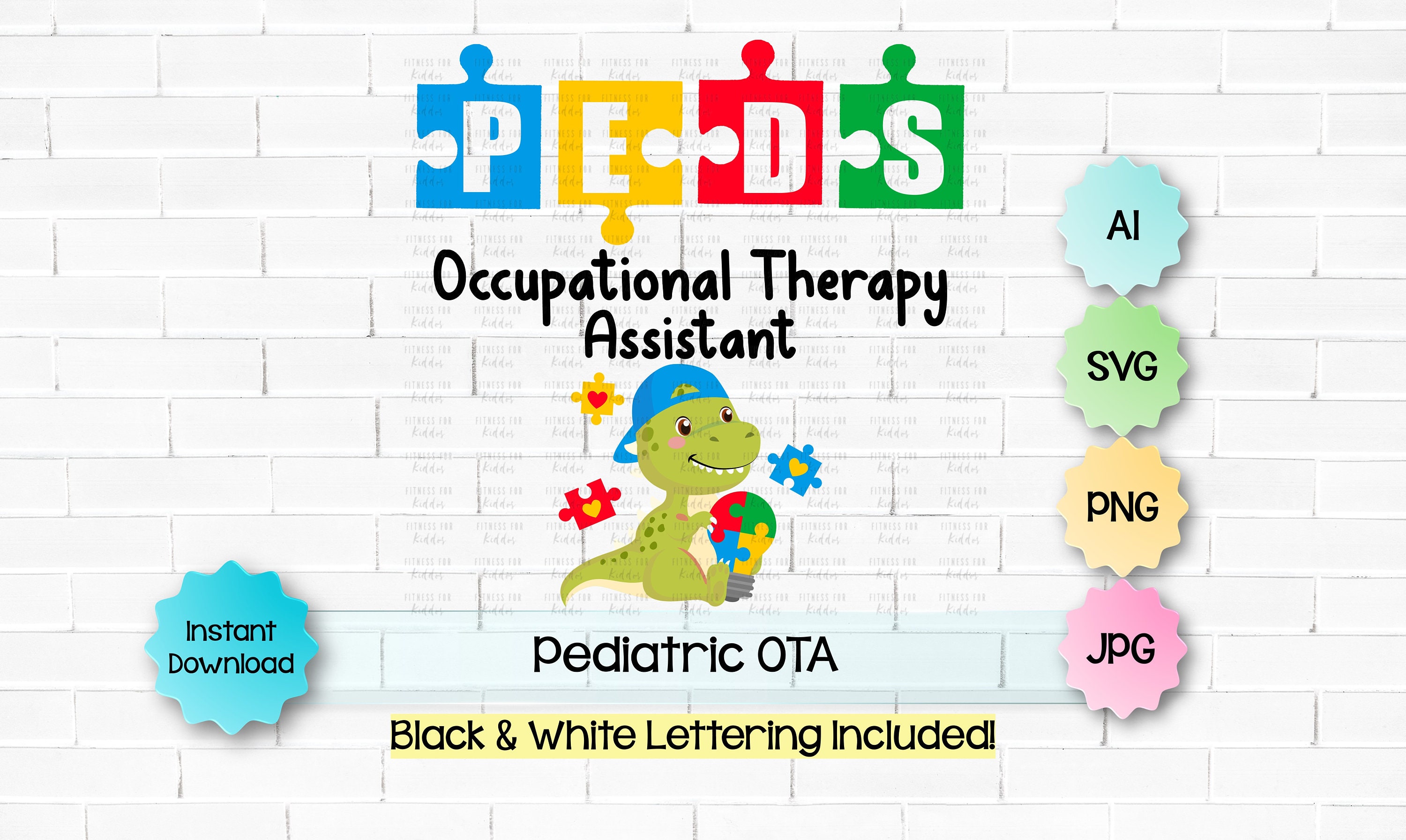 Dino Autism Pediatric OTA Svg, Peds Svg, Occupational Therapy Assistant ...