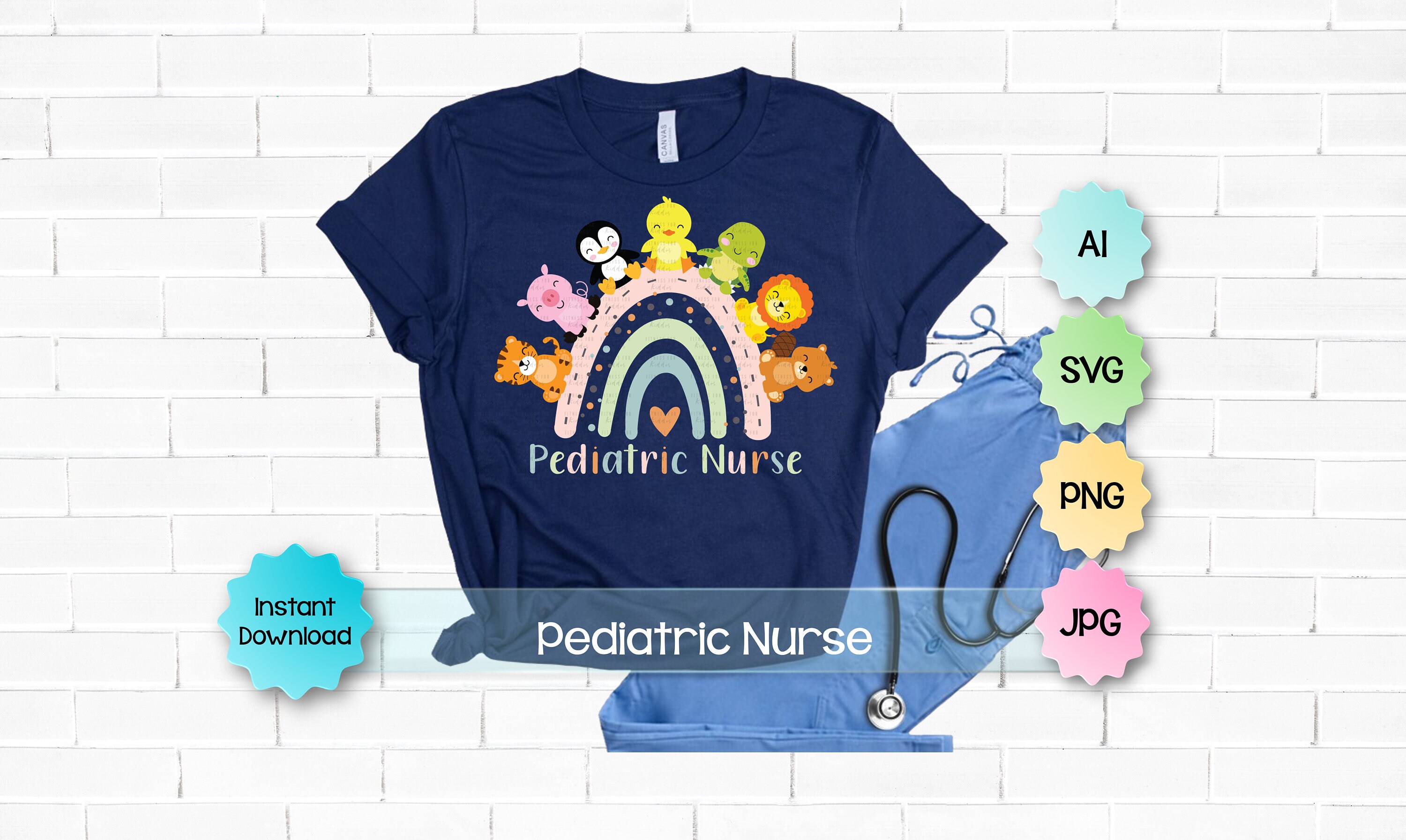 Pastel Rainbow Pediatric Nurse Svg, Peds Svg, Nurse Svg, RN Svg, RN ...