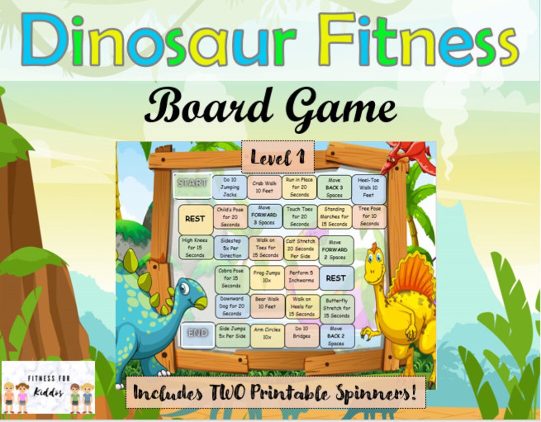 Dinosaur Fitness Board Game - LEVEL 1 L Brain Breaks for Kids L Kids ...