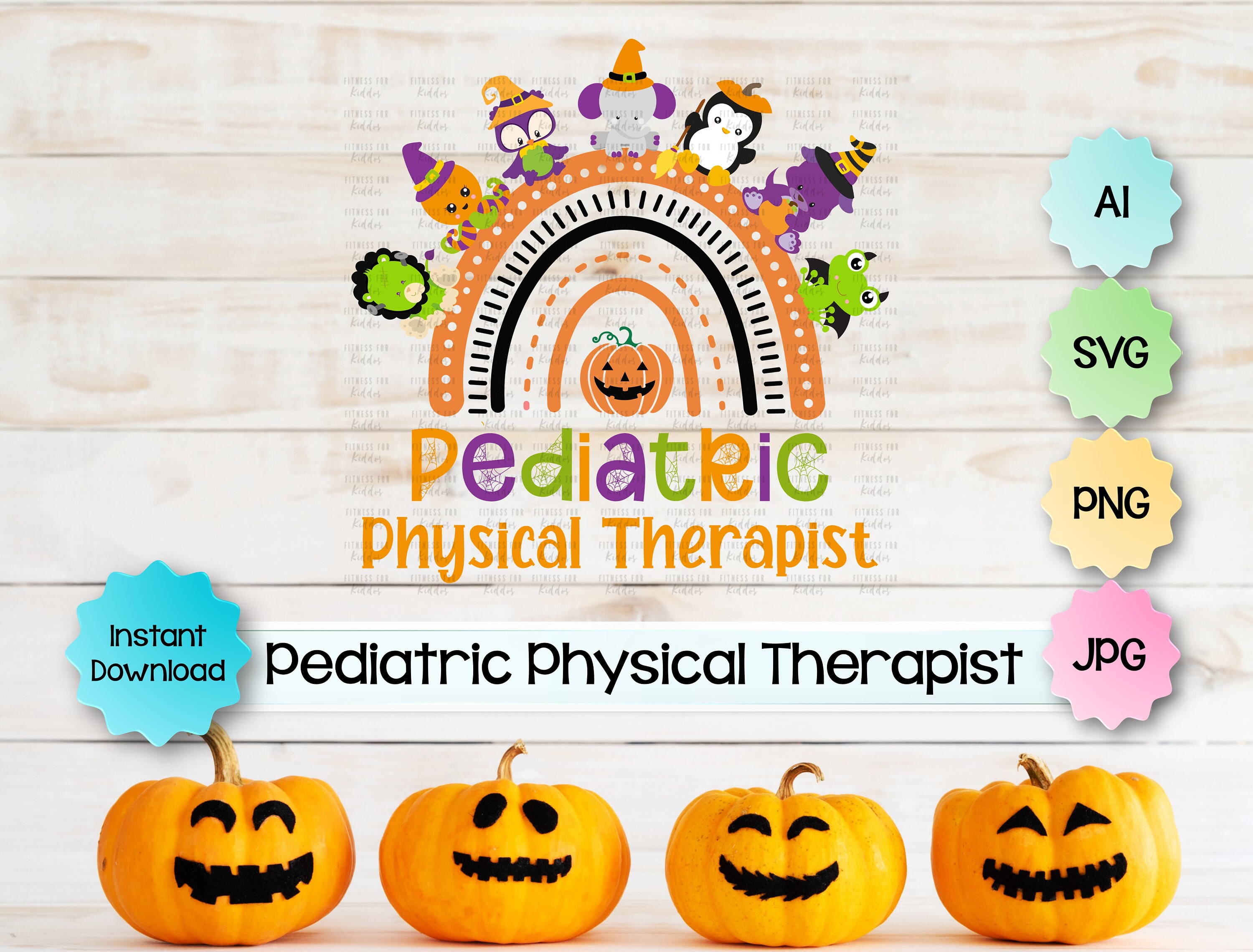 Halloween Rainbow Peds PT Svg, Halloween Physical Therapist, Physical ...