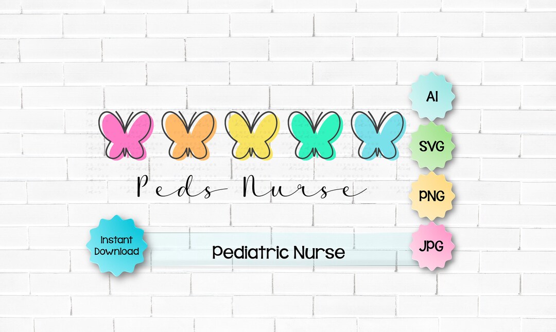 Butterfly Pediatric Nurse Svg, Peds Svg, Nurse Svg, RN Svg, Registered ...