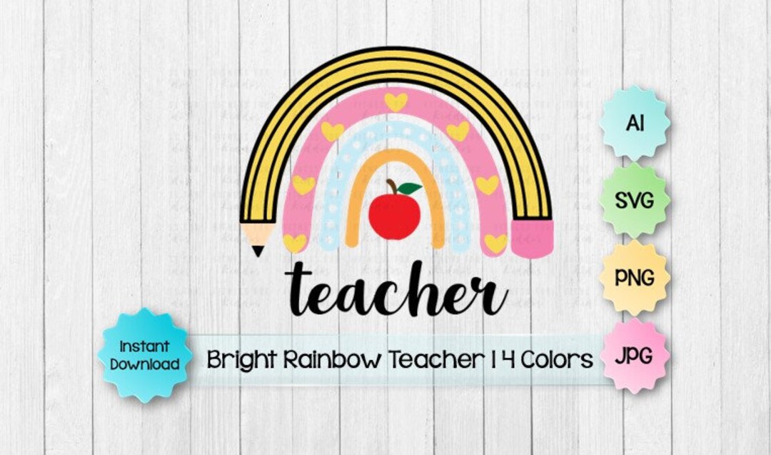 Rainbow Hearts Teacher Svg I Teacher Design Svg | Teacher Appreciation ...