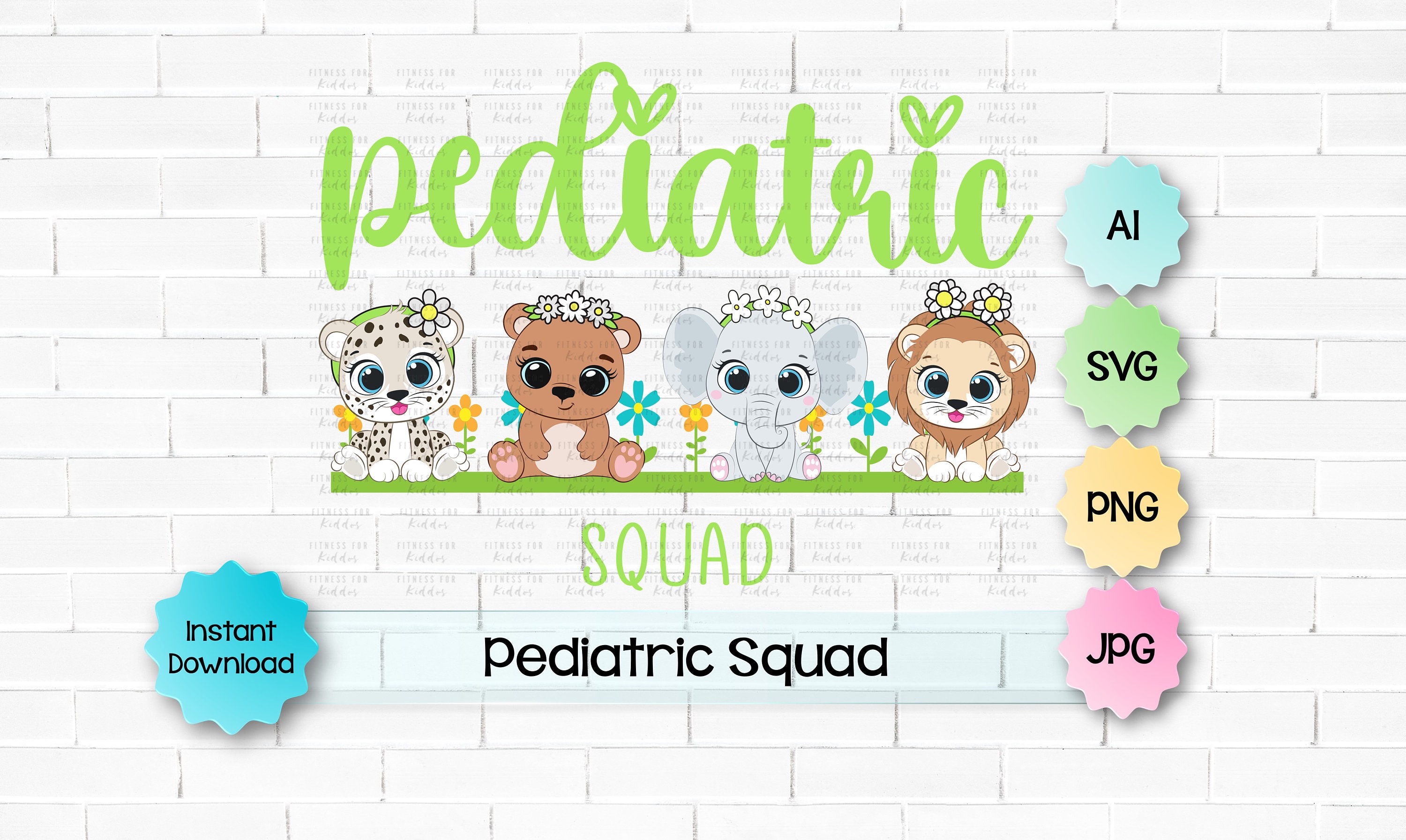 Flower Animals Pediatric Squad Svg, Peds Svg, Pediatric Squad Svg, Gift ...