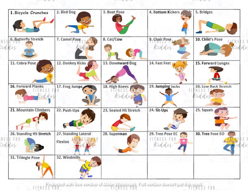Fall Fitness Bingo 20 CARDS L Kids Bingo L Brain Breaks for Kids L Kids ...