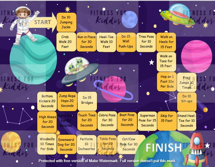 Space Fitness Board Game L Brain Breaks for Kids L Kids Activities L ...