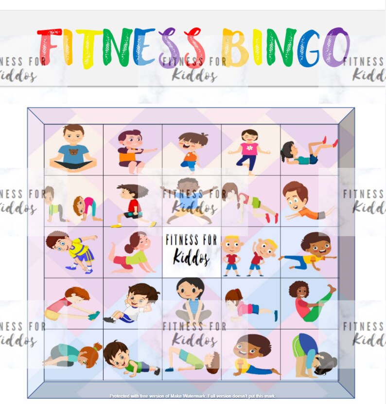 Rainbow Fitness Bingo 30 CARDS L Kids Bingo L Brain Breaks for Kids L ...