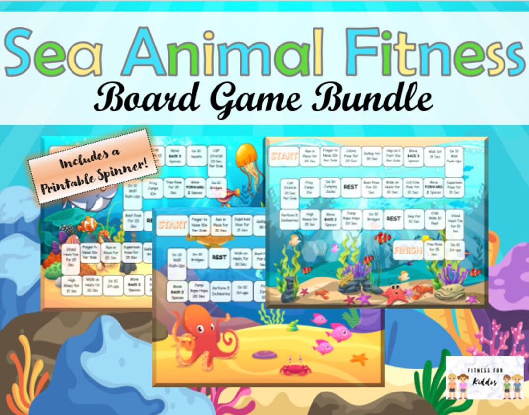 Under the Sea Fitness Board Game Bundle L Brain Breaks for Kids L Kids ...