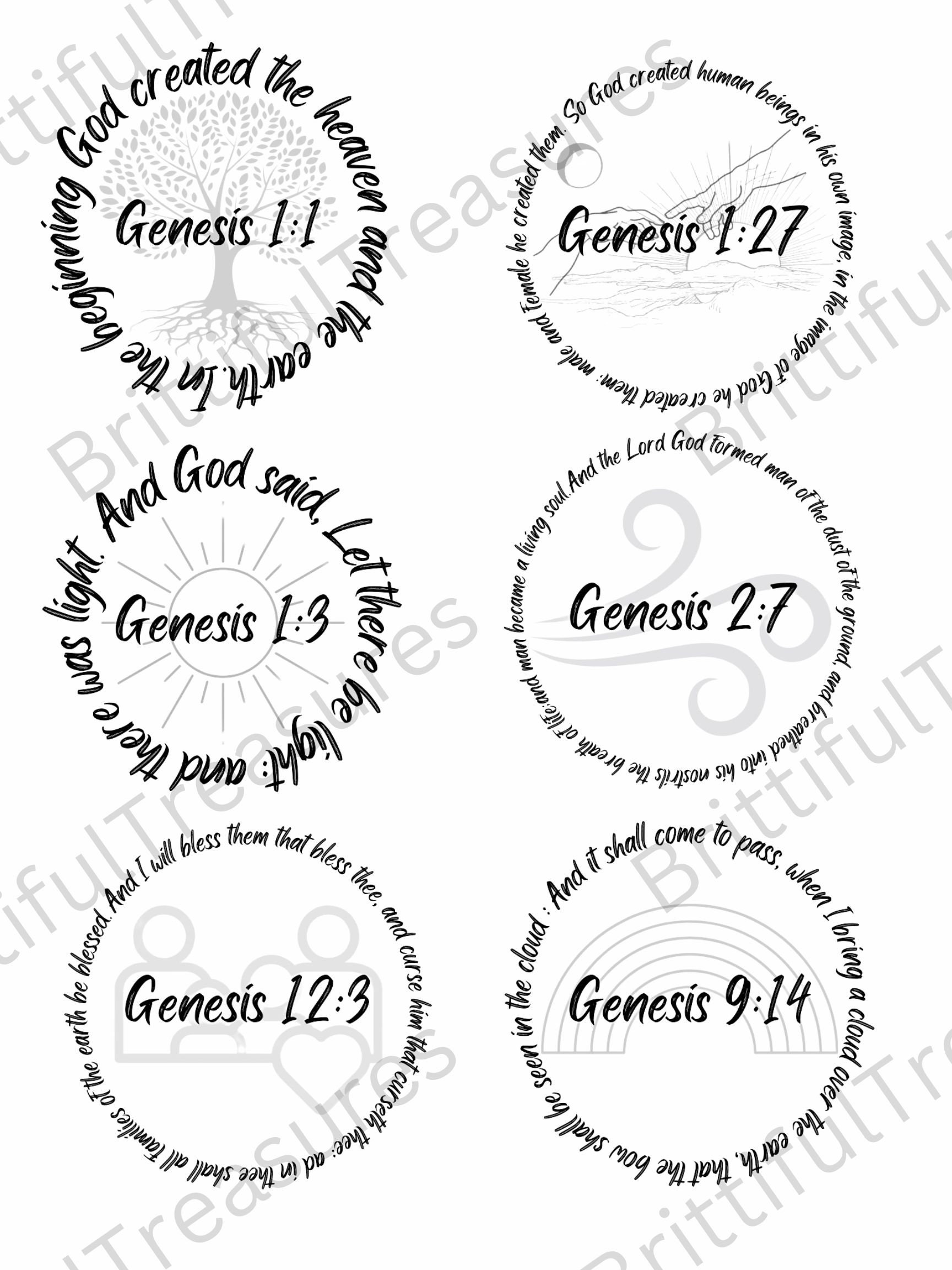 Genesis Pack - PNG - JPG - SVG - Pdf - Digital Download - Bible Verses ...
