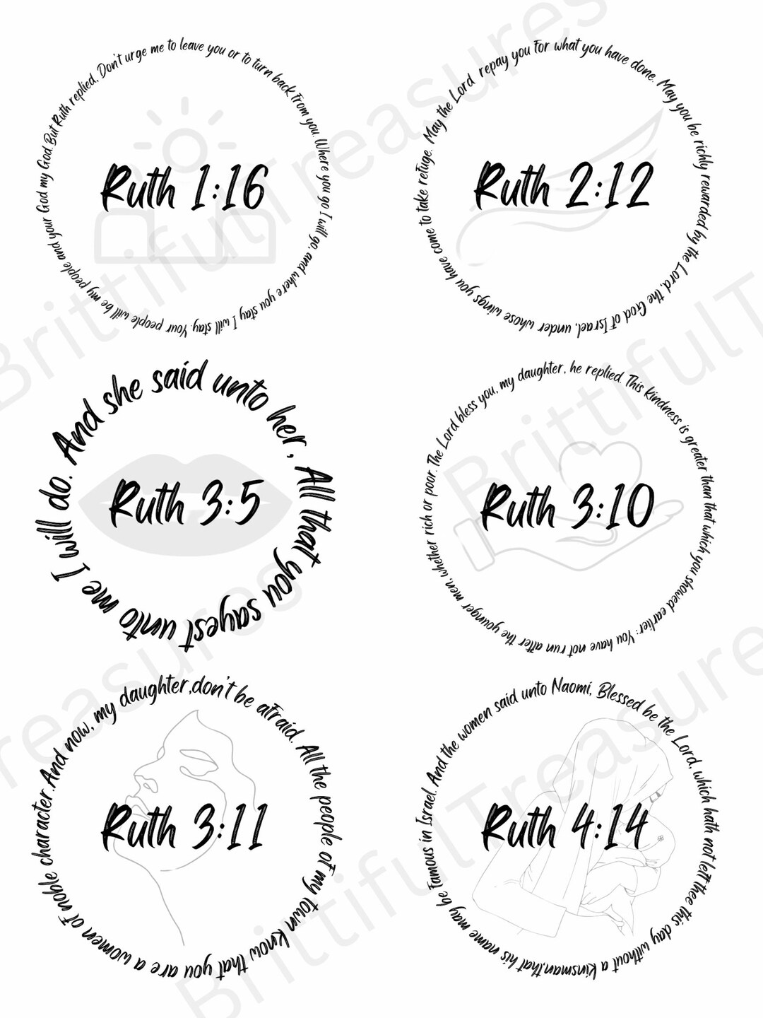 Ruth Sticker Pack - PNG - JPG - SVG - Pdf - Digital Download - Variety ...