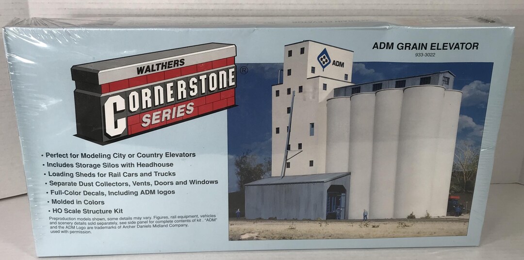 Walthers, HO Scale, ADM Grain Elevator Kit, #933-3022, New/sealed - Etsy