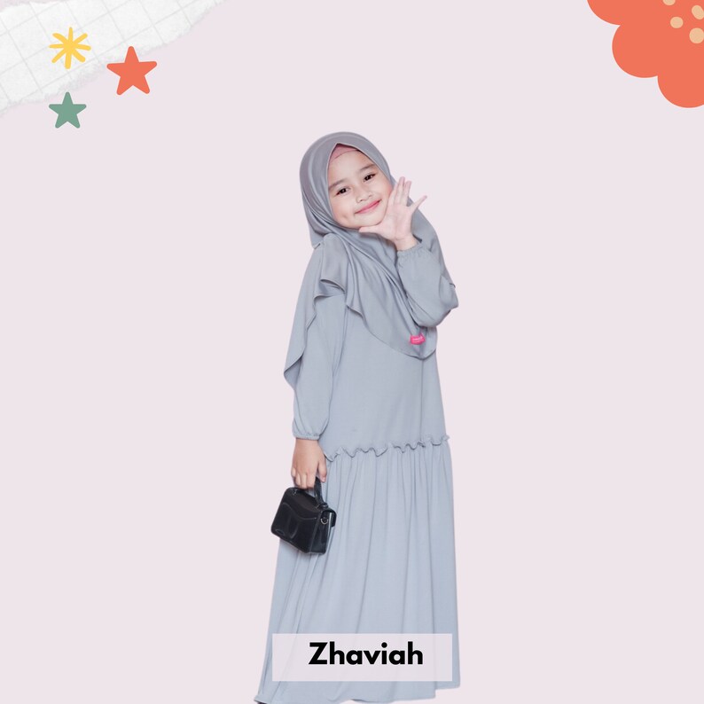 Muslim Girl Dress and Hijab Set for 4-6 Years, Islamic Kids Girl Eid ...