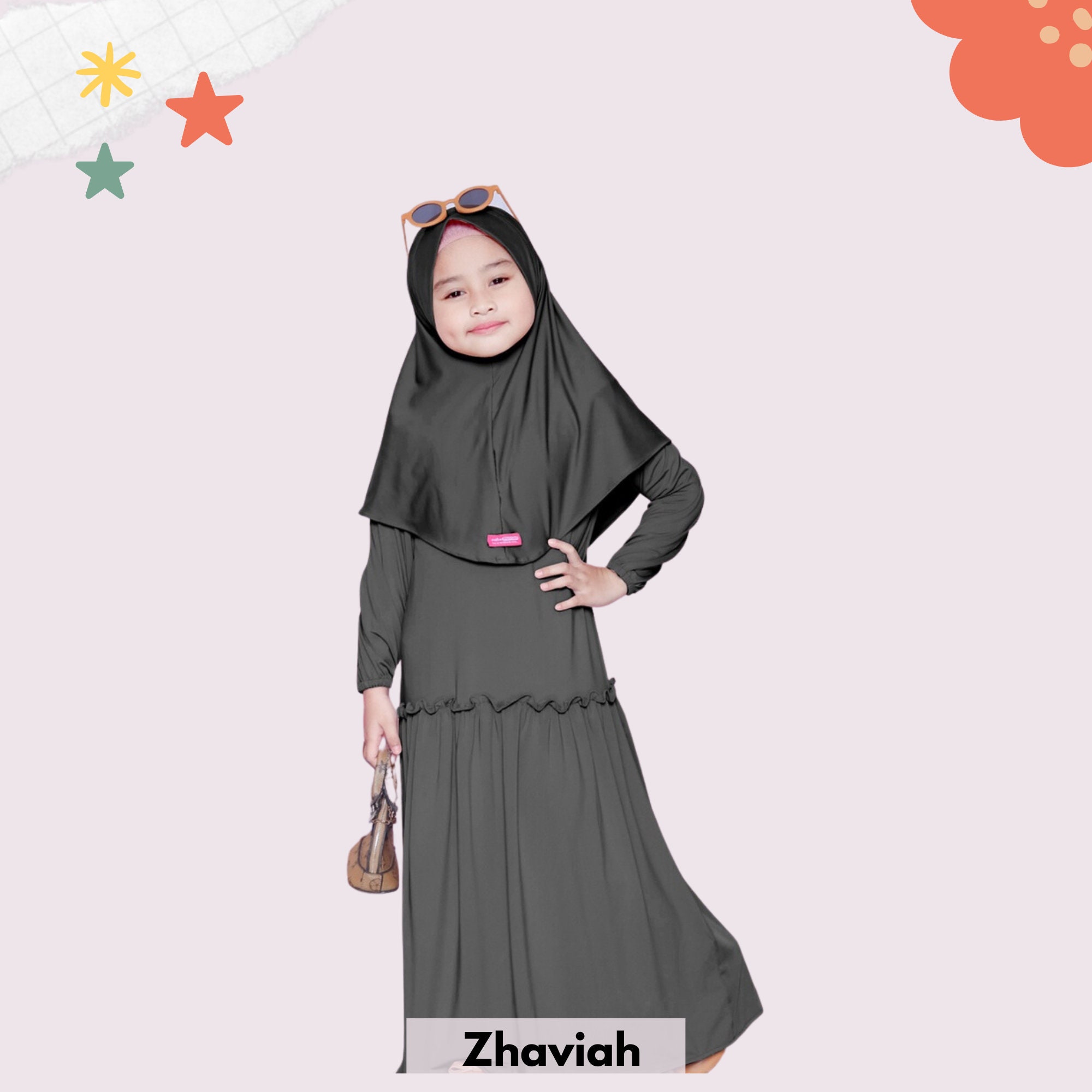 Muslim Girl Dress and Hijab Set for 4-6 Years, Islamic Kids Girl Eid ...
