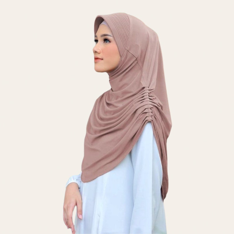 Hijab Instant Shawl for Women Muslim, Plain Khimar Veil, Ruffle Hijab ...