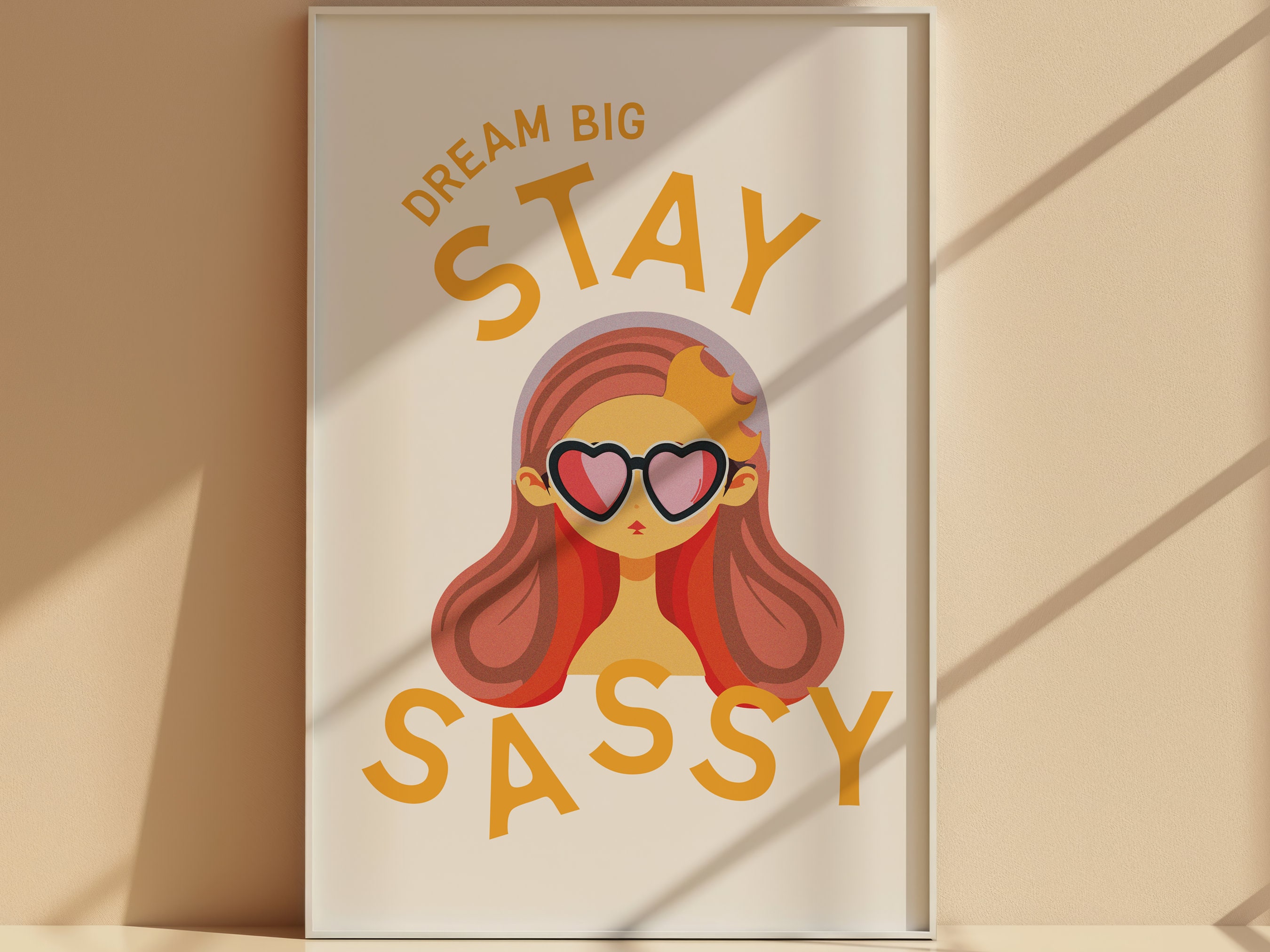Sassy Cartoon Girl Art Print, Cute Female Illustration With Sunglasses ...
