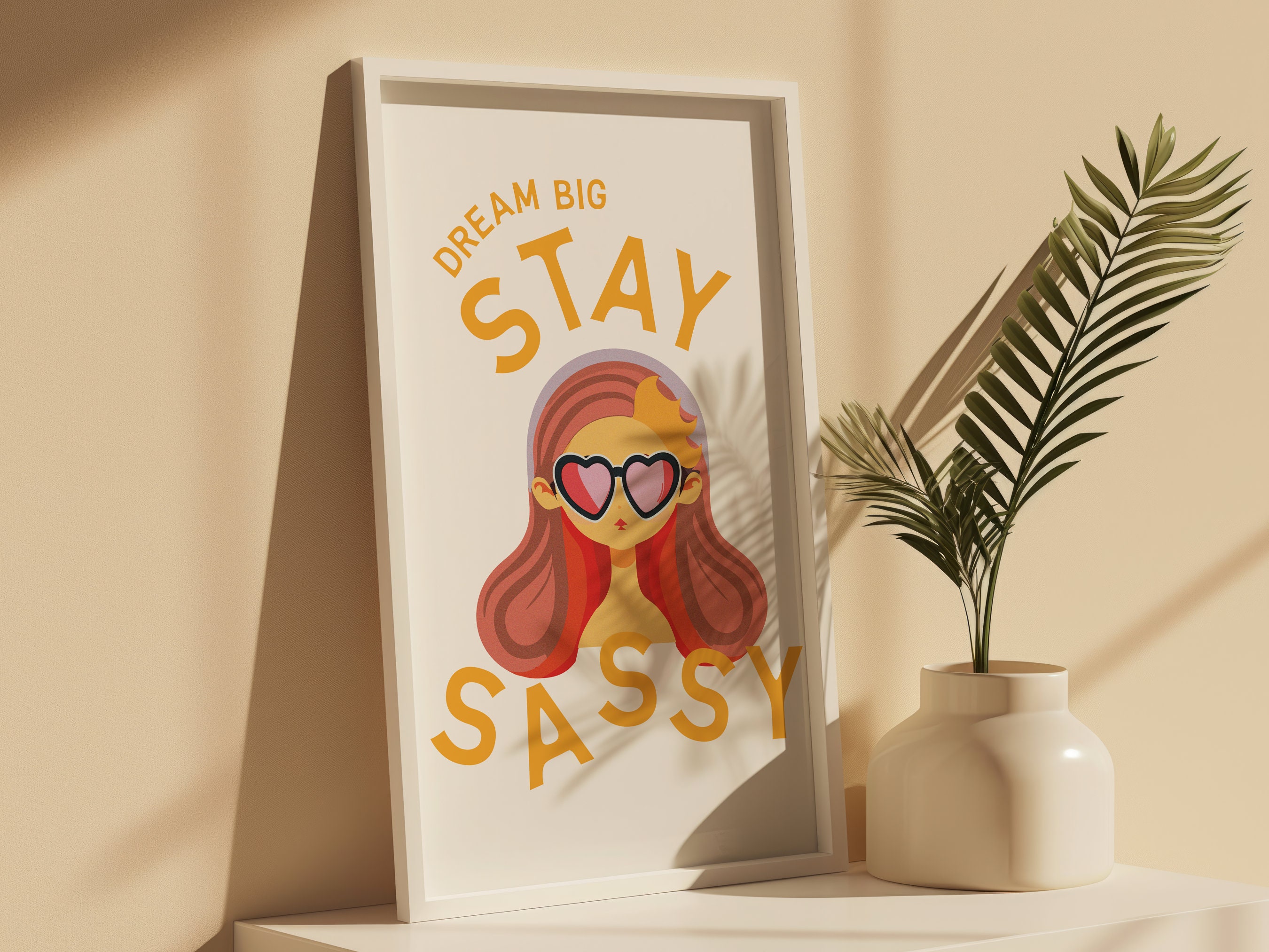 Sassy Cartoon Girl Art Print, Cute Female Illustration With Sunglasses ...