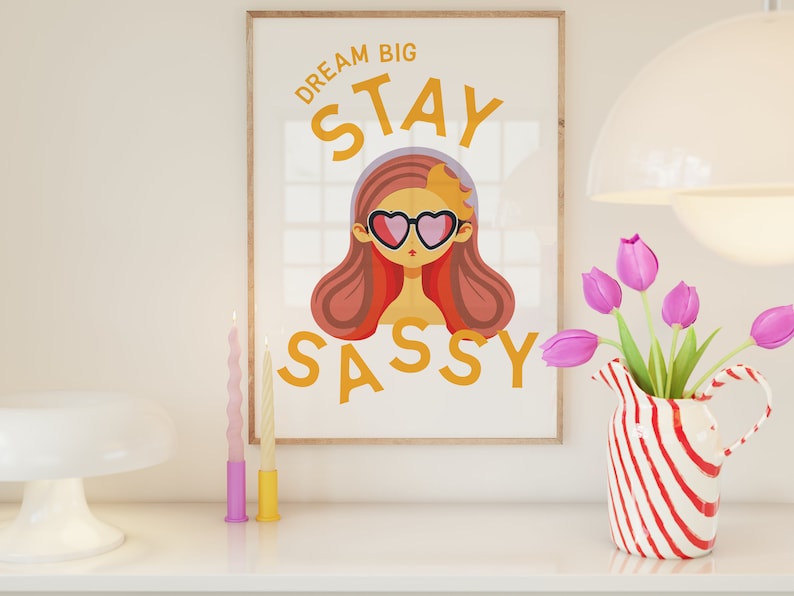 Sassy Cartoon Girl Art Print, Cute Female Illustration With Sunglasses ...